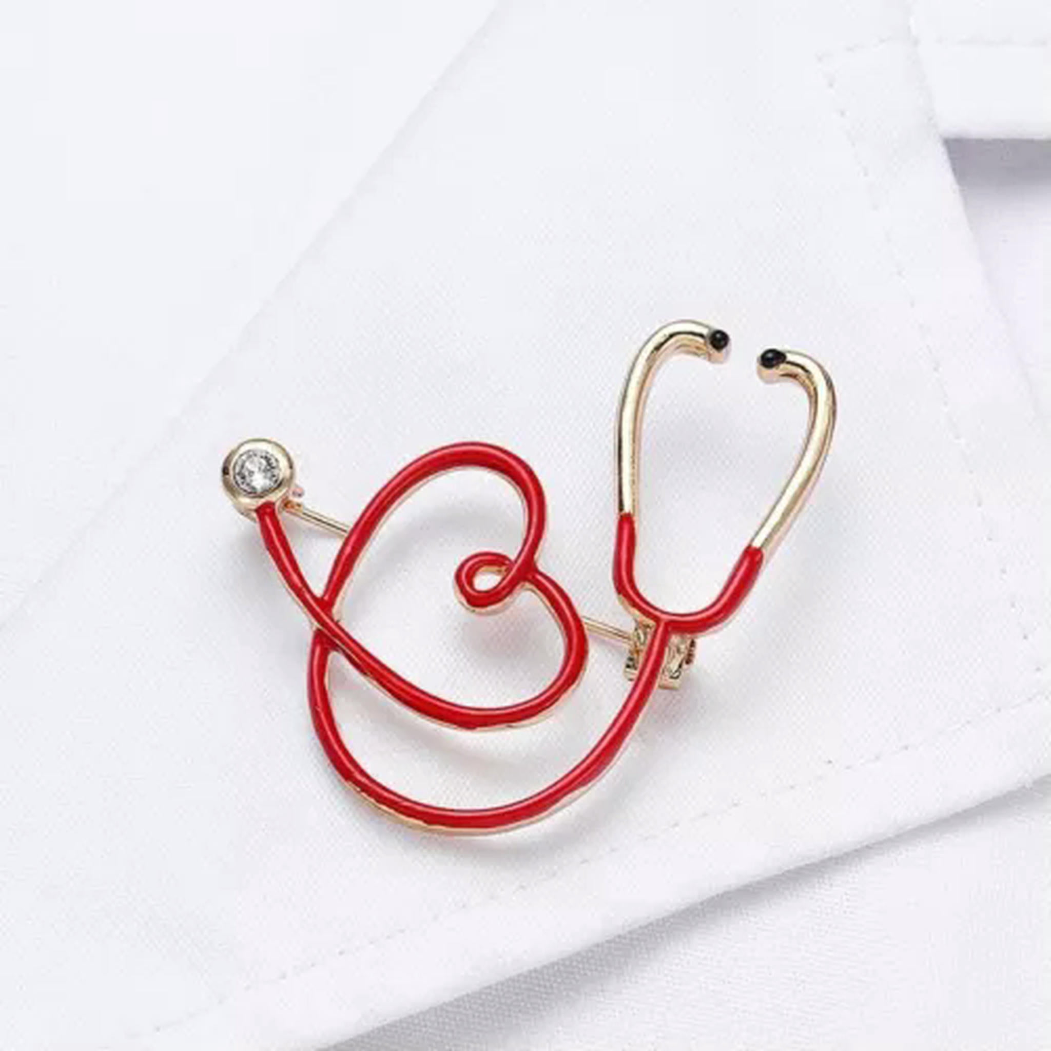 WBQF New Medical Medicine Brooch Pin Stethoscope Microscope Heart ...