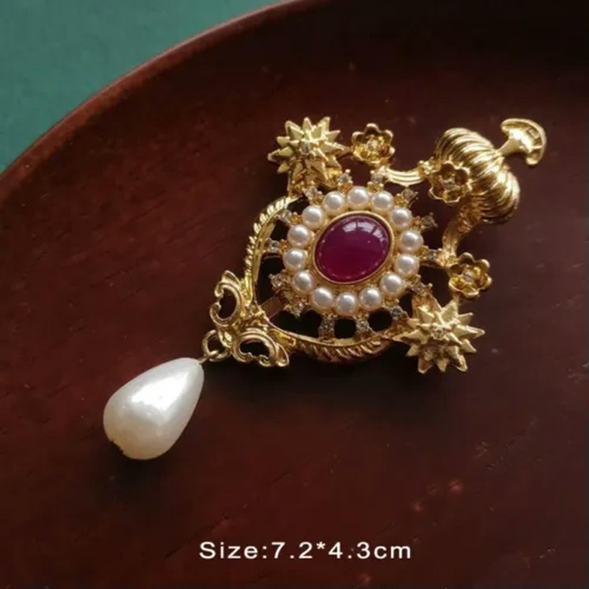 WBQF Palace Enamel Baroque Gem Brooch Pin Badge Pearl Color Glaze ...