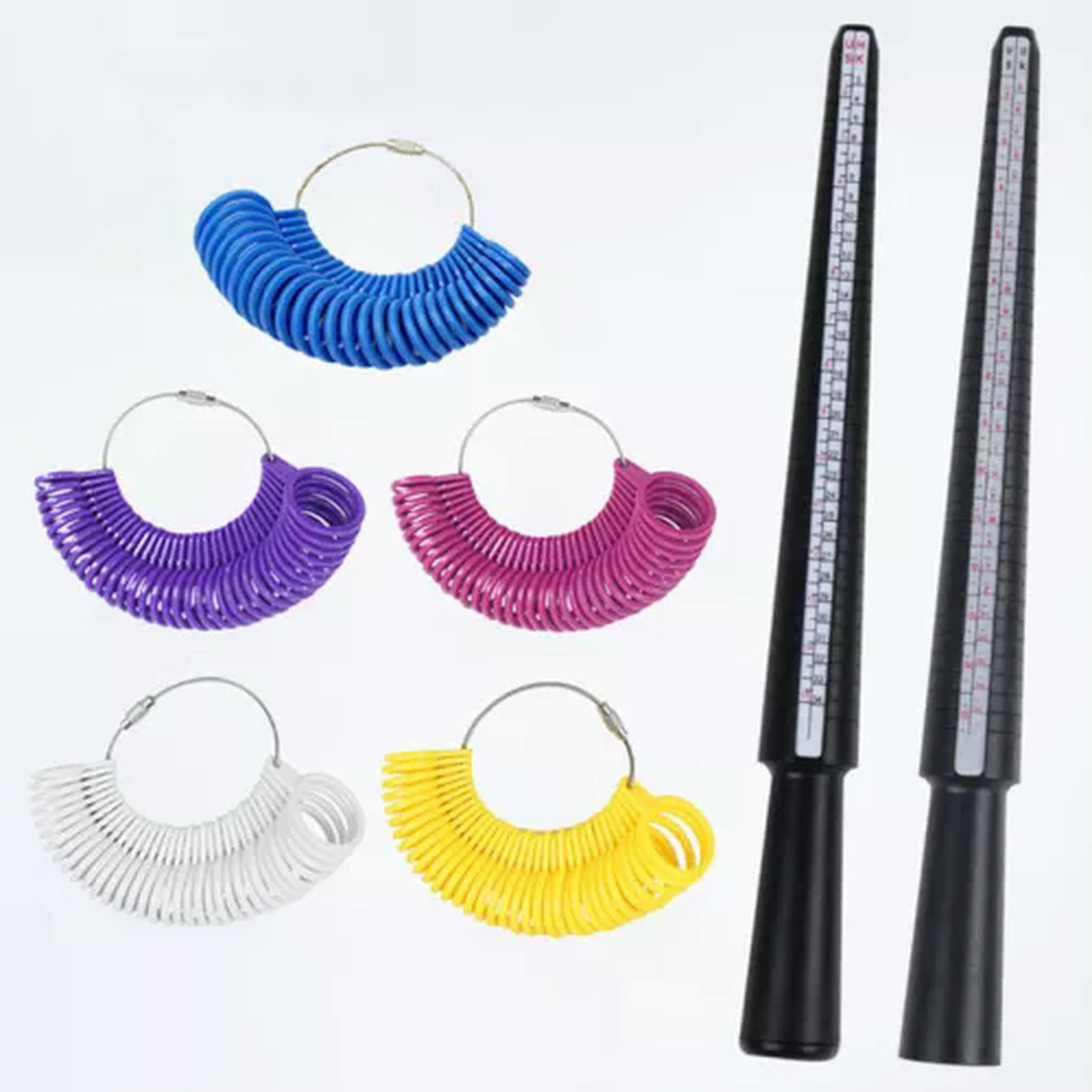 WBQF Plastic Ring Size Finder Mandrel Stick Finger Gauge Kit DIY ...