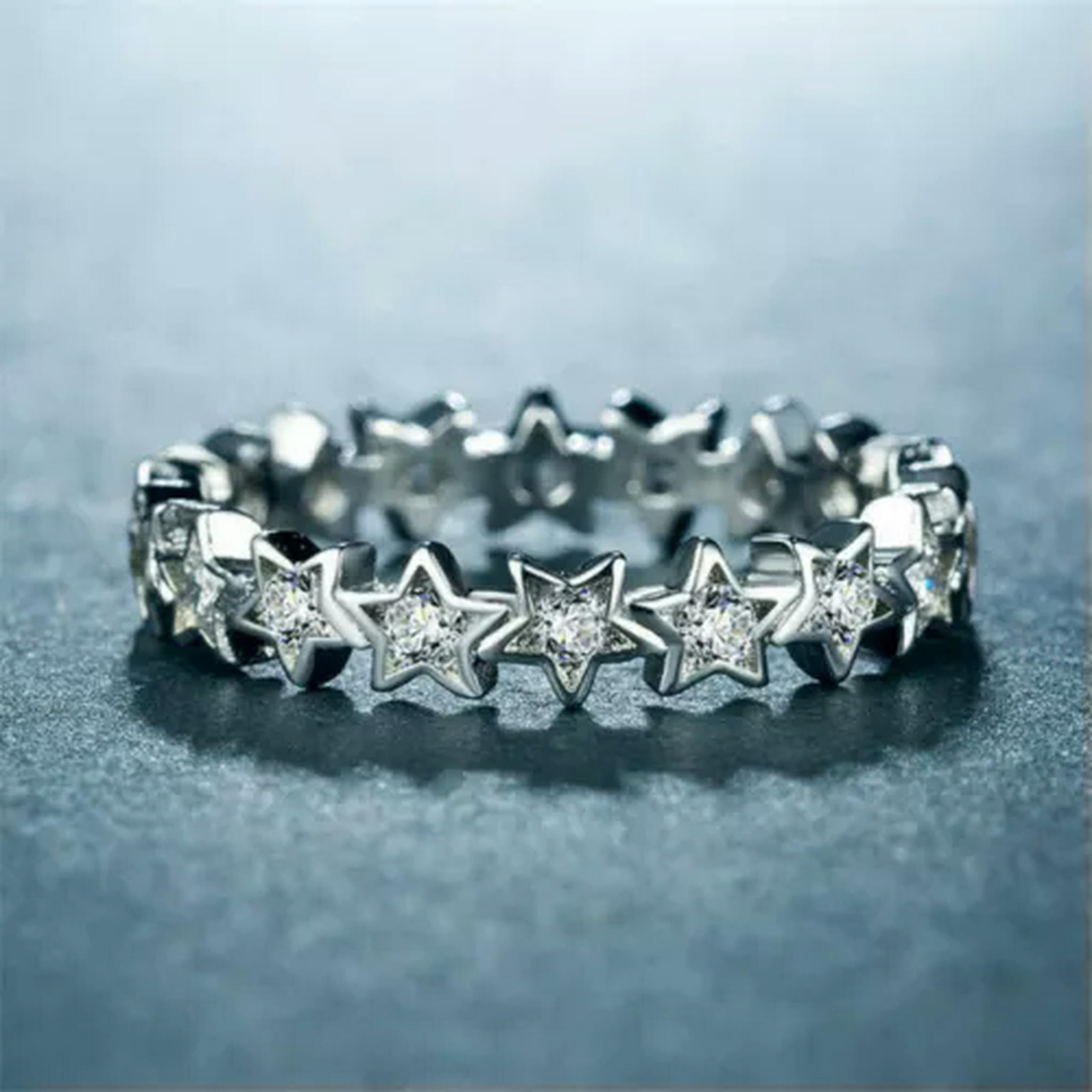 WBQF Pretty 925 Silver Plated Ring Cubic Zircon Women Wedding Jewelry ...