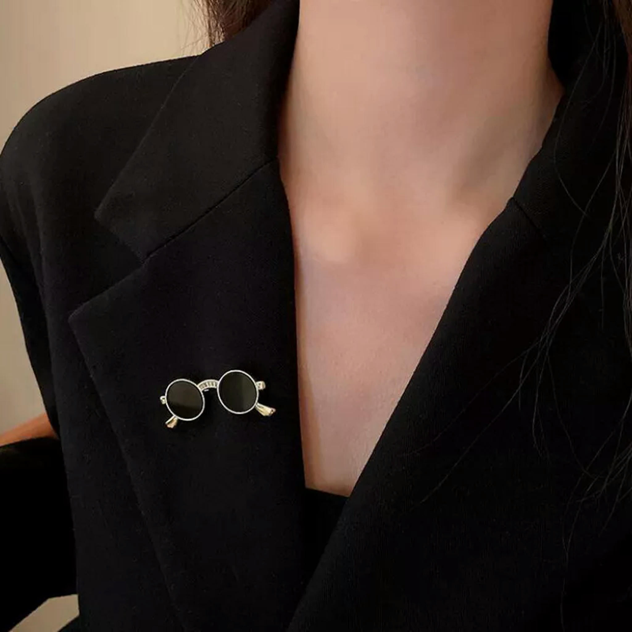 WBQF Punk Mini Sunglasses Brooches Vintage Metal Glasses Shaped Pins ...