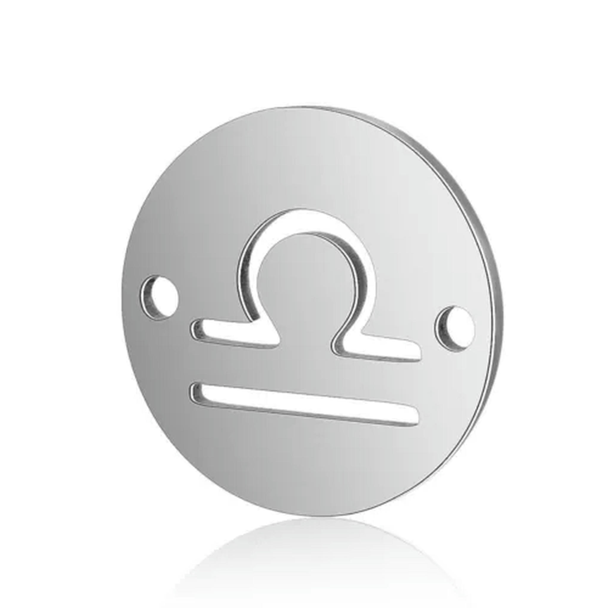 WBQF Round 12mm Stainless Steel Zodiac Signs Charms 12 Constellations ...