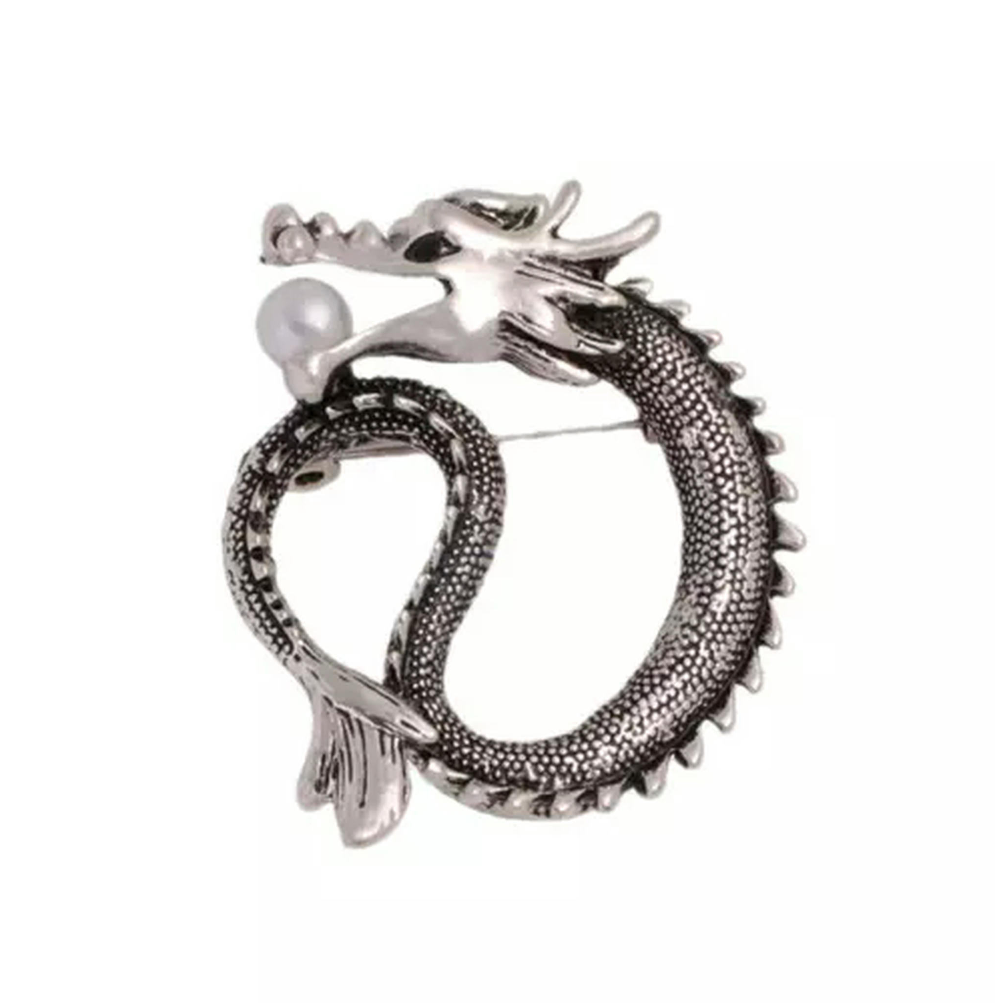 WBQF Vintage Chinese Dragon Domineering Corsage Brooch Mens Women Suit ...