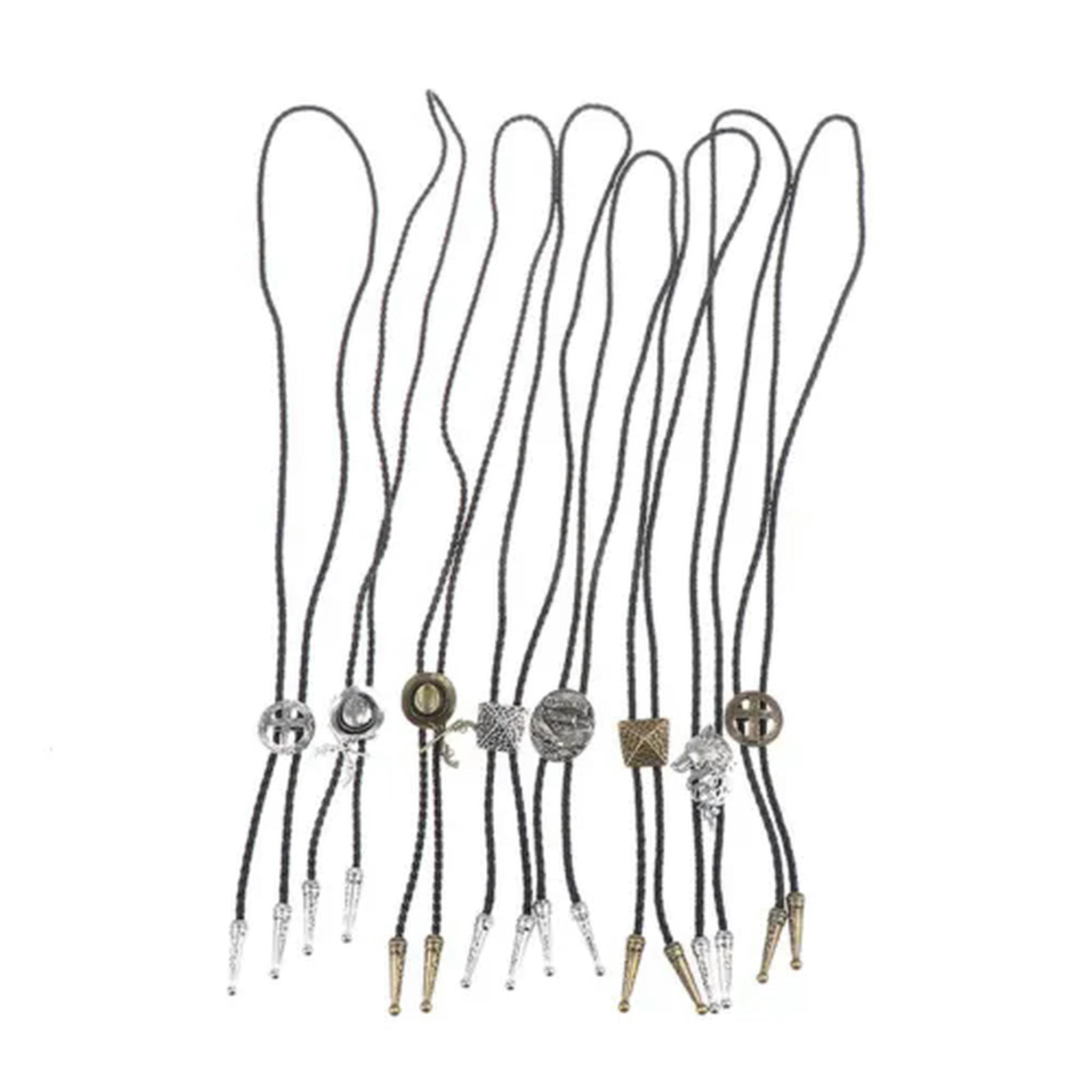 WBQF Vintage Cowboy Hat Alloy mens bolo tie Leather Rope Long Neckl JcW ...