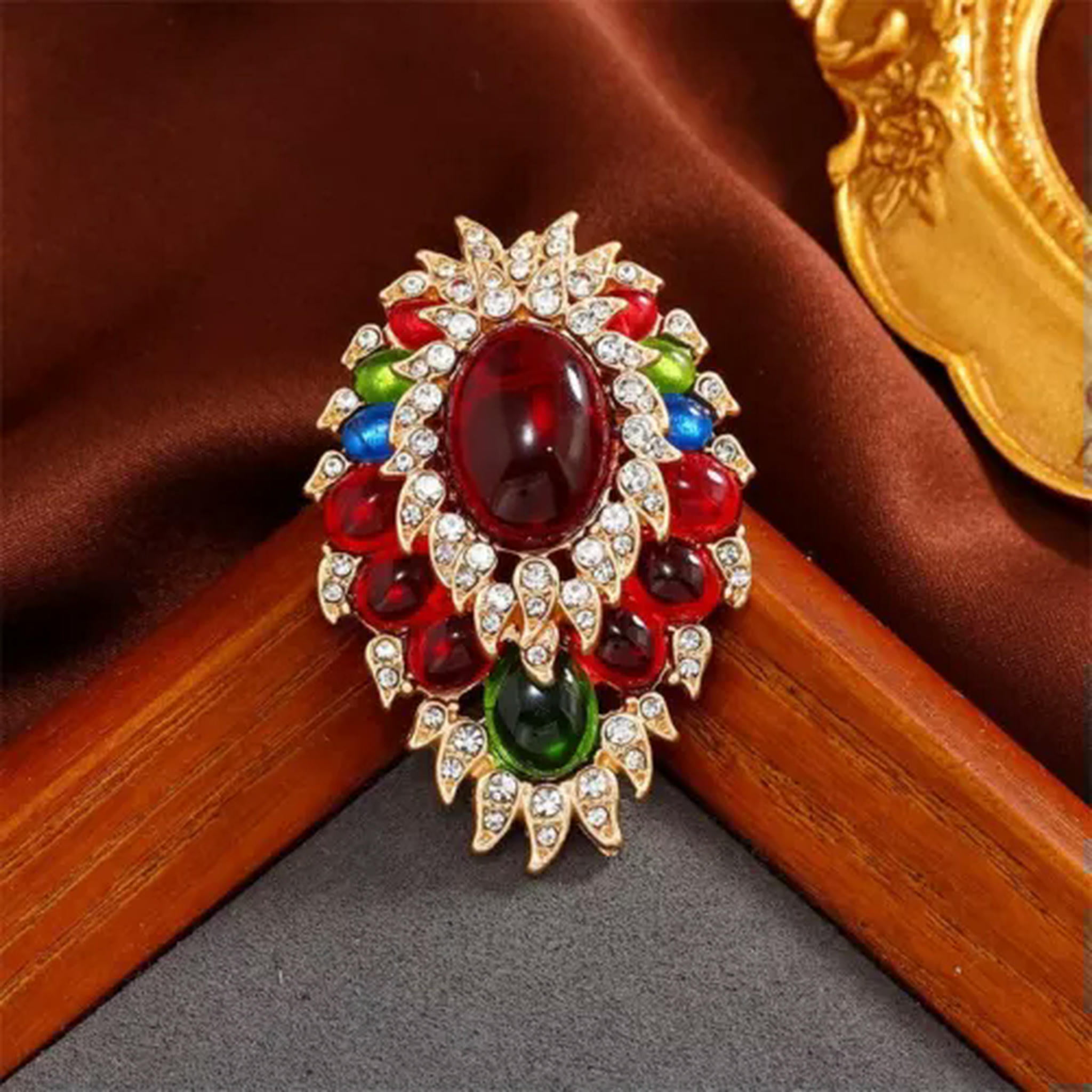 WBQF Vintage Women Baroque Crystal Cross Brooches Pins Retro Palace ...