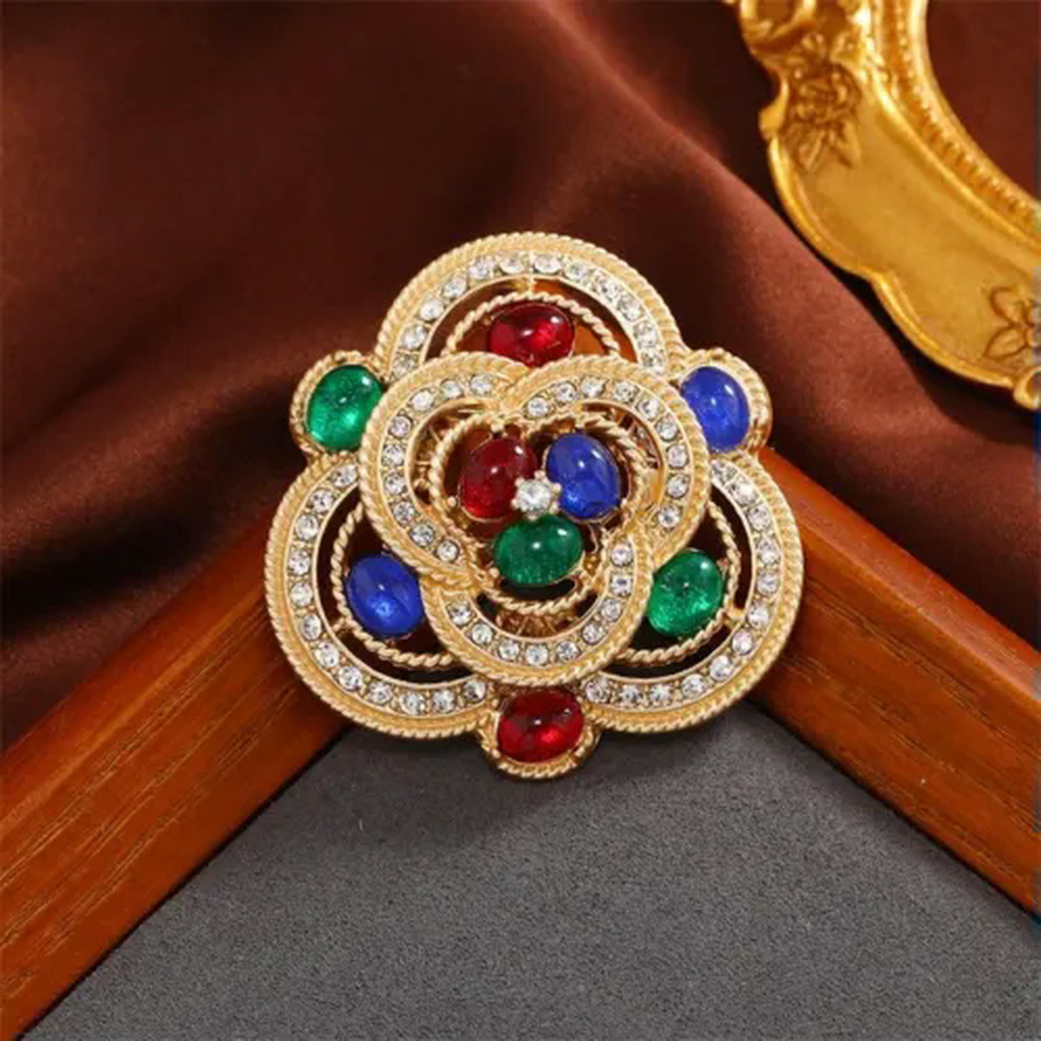 WBQF Vintage Women Baroque Crystal Cross Brooches Pins Retro Palace ...
