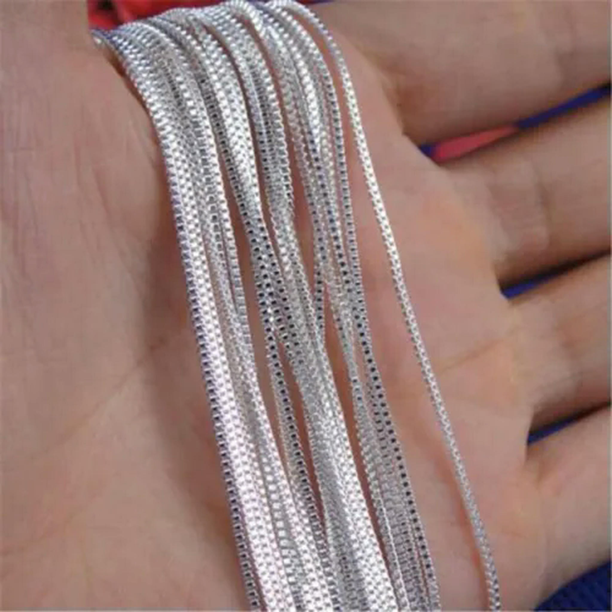 WBQF Women Gorgeous 925 Silver 1MM Snake Chain Necklace For Pendant-28 ...