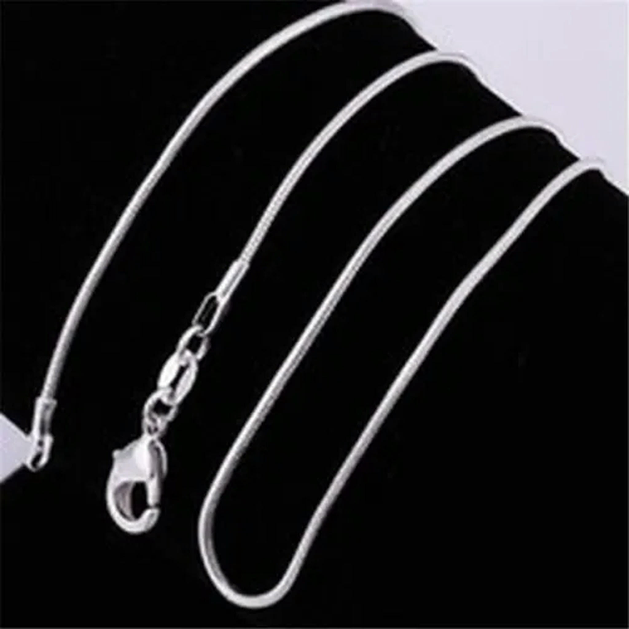 WBQF Women Gorgeous 925 Silver 1MM Snake Chain Necklace For Pendant-30 ...