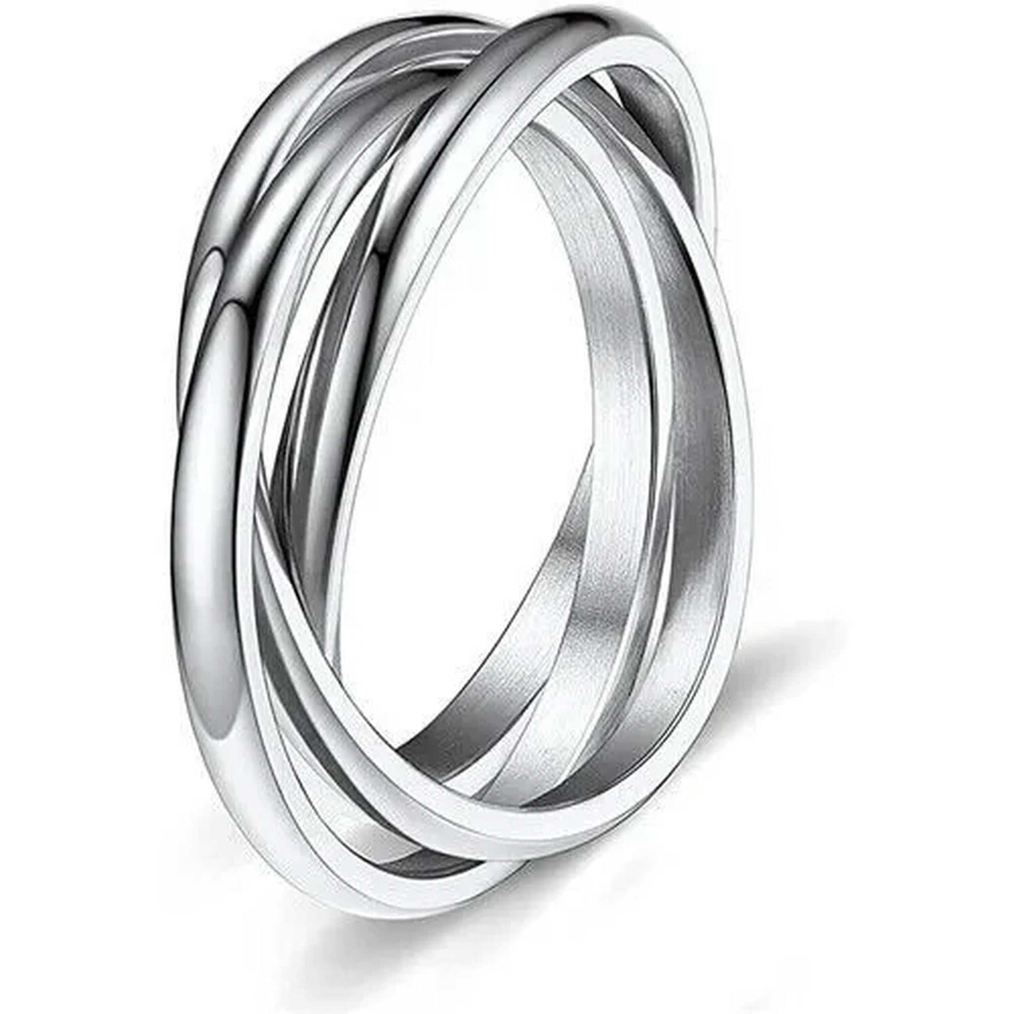 WBQF Women Men Anti-anxiety Spinner Fidget Rotating Ring Titanium Steel ...