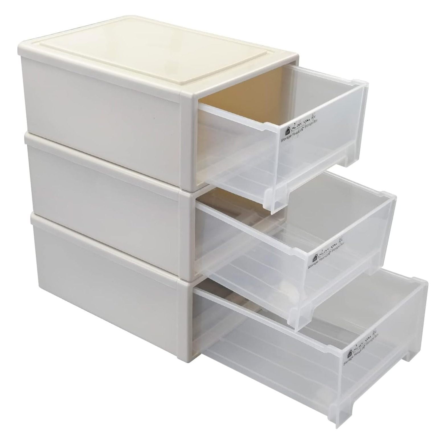 WBTAYB 13 Quart Plastic Stacking Chest of Drawer, Storage Drawer Box, 3 ...