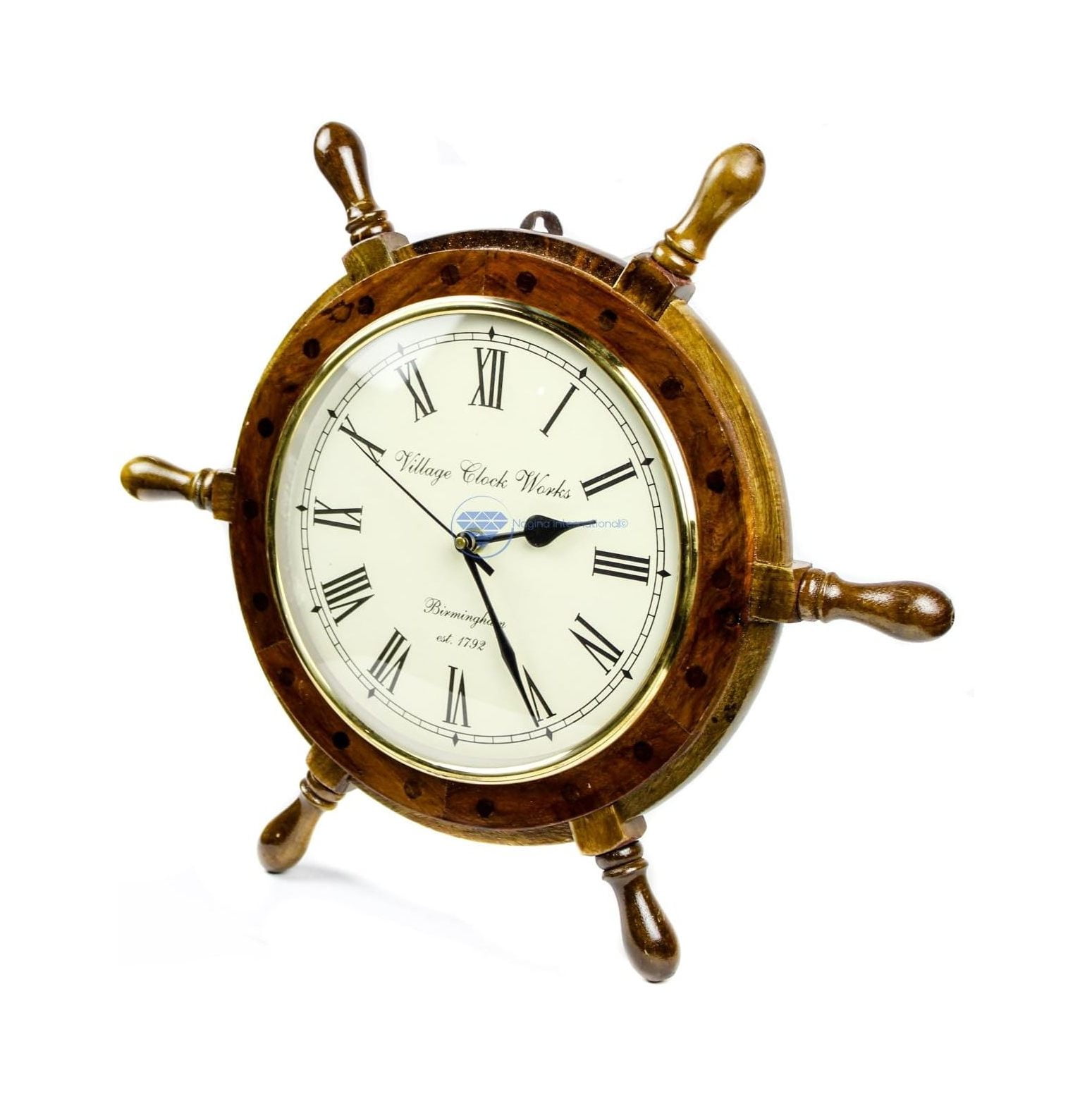 WBTAYB 16" Handcrafted Nautical Ship Wheel with 8" Numeral Dial Face ...