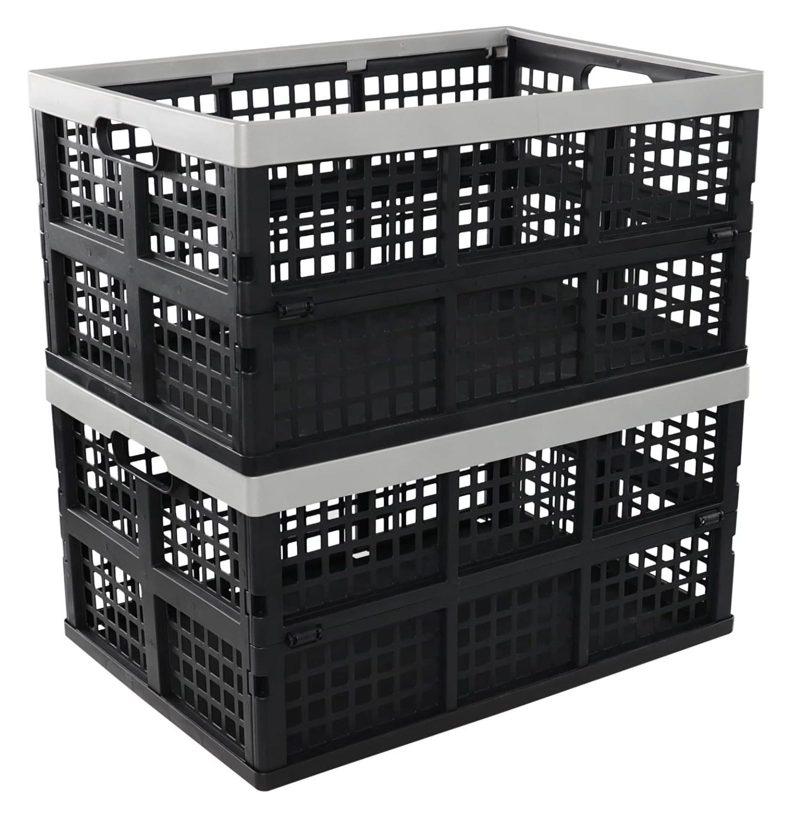 WBTAYB 2-Pack 42 Liter Collapsible Milk Crate, Stackable Plastic ...