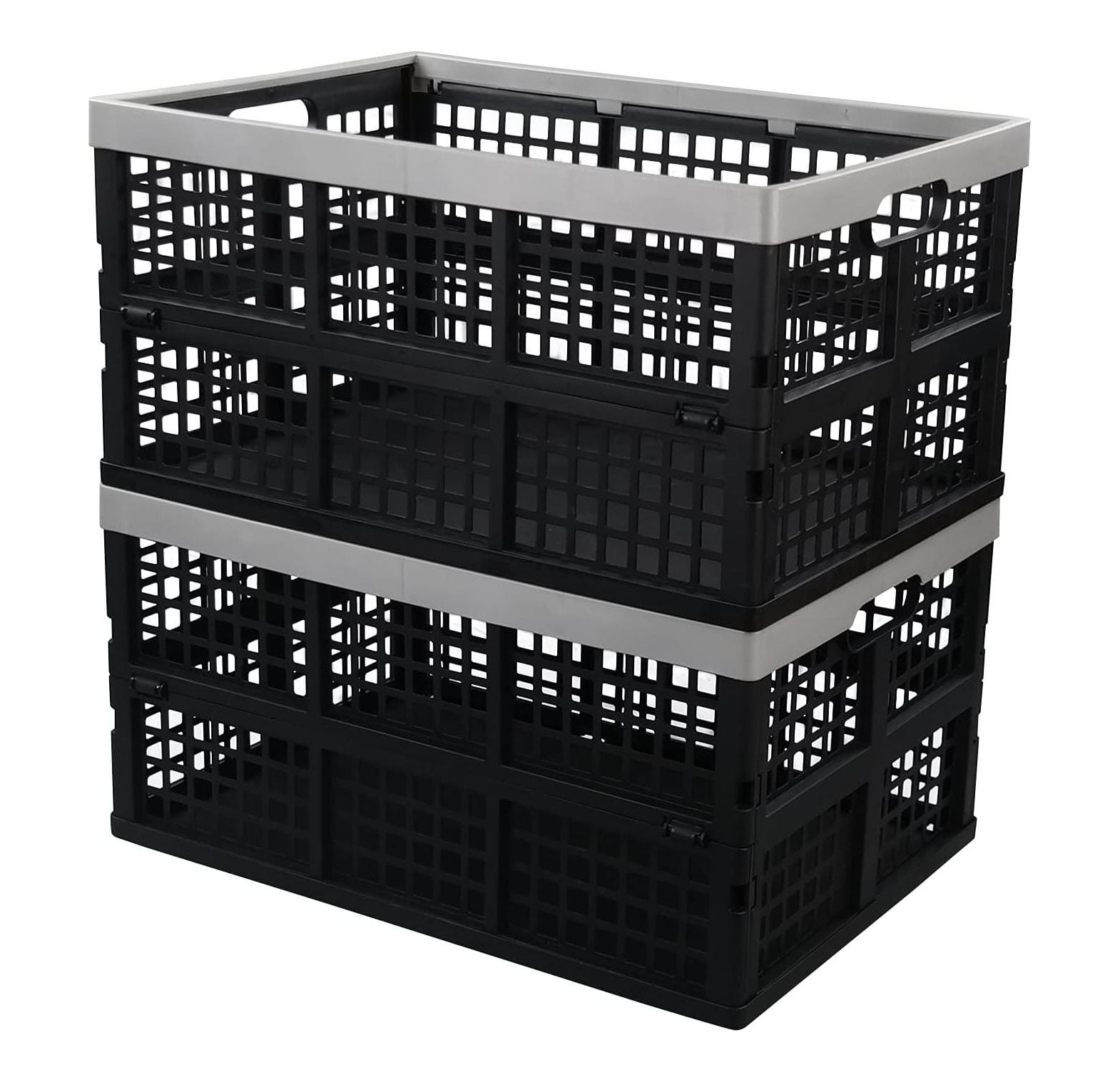 WBTAYB 43 L Plastic Collapsible Storage Crates, Stackable Folding ...