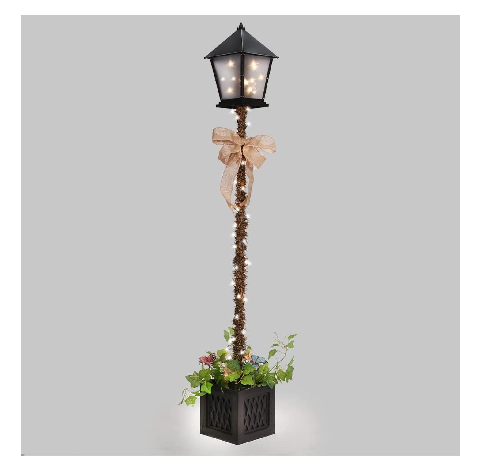 WBTAYB 5ft Light Post Christmas Decoration w/Planter Battery Powered ...