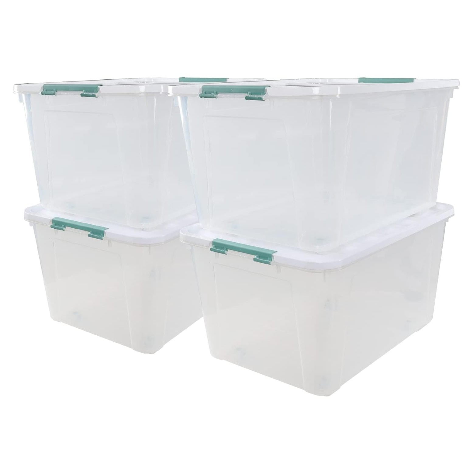 Wbtayb 85 Quarts Large Lidded Storage Bins With Wheels Plastic Clear