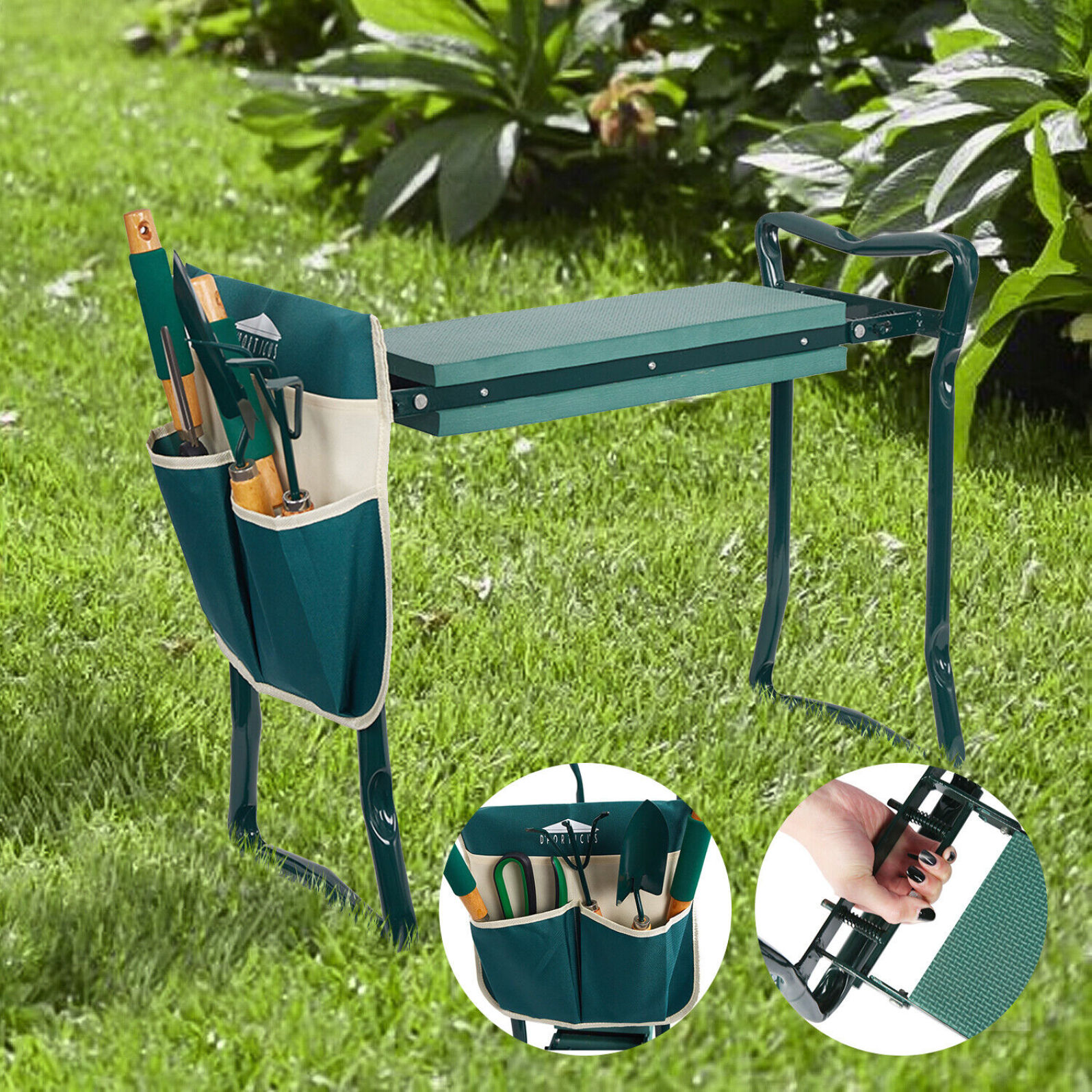 WBTAYB Folding Garden Kneeler Seat w/ Tool Pouch Soft Pad Portable ...
