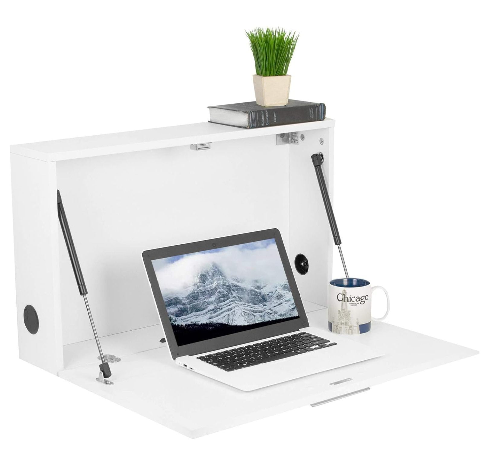 WBTAYB White Wall Mounted 28 inch Drop Down Laptop Desk Workstation and ...