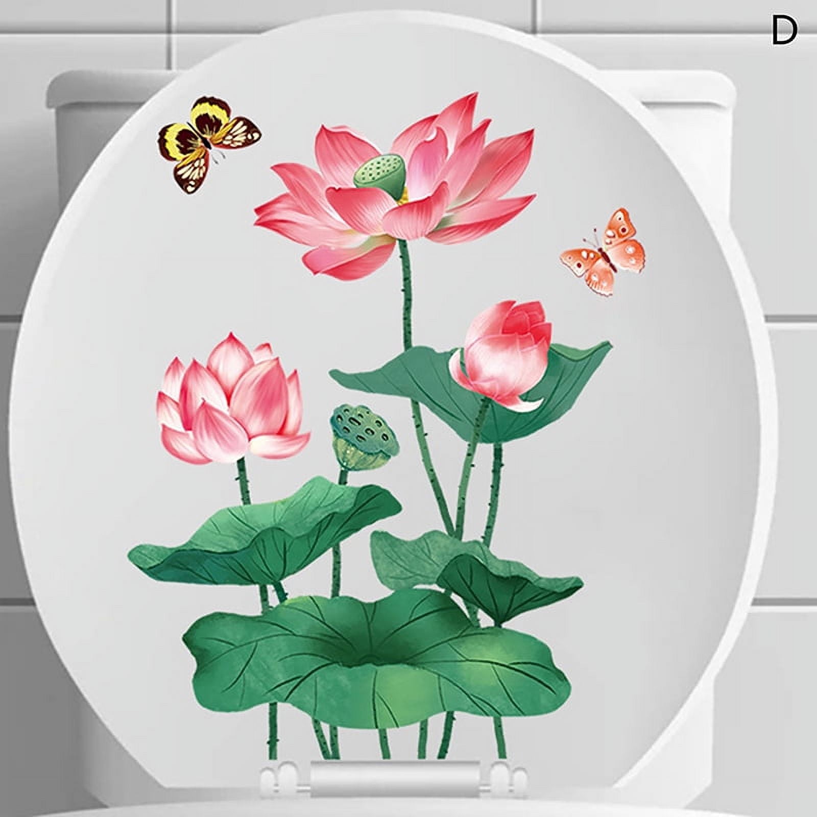 WC Stickers Toilet Plant Floral Wall Sticker For Bathroom Toilet Lid ...