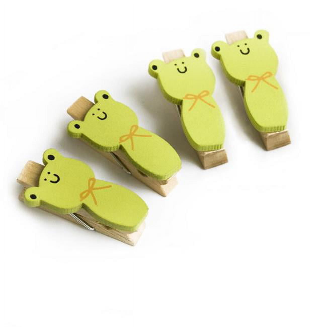 WC010 Smile Frog - Wooden Clips - Wooden Clamps - Mini Clips (Set of 4 ...