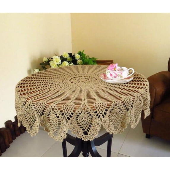 WCHUANG Crochet Round Table Cover Lace Doilies Tablecloth for Furniture ...
