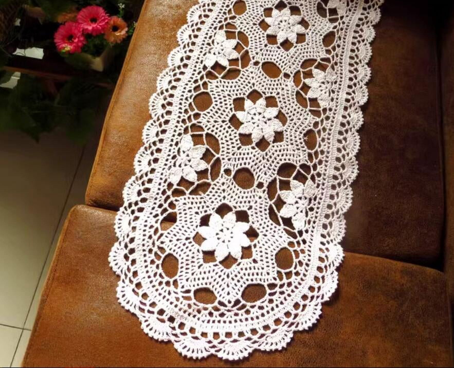 WCHUANG Handmade Crochet Cotton Table Runner Lace Doilies Doily Oval ...