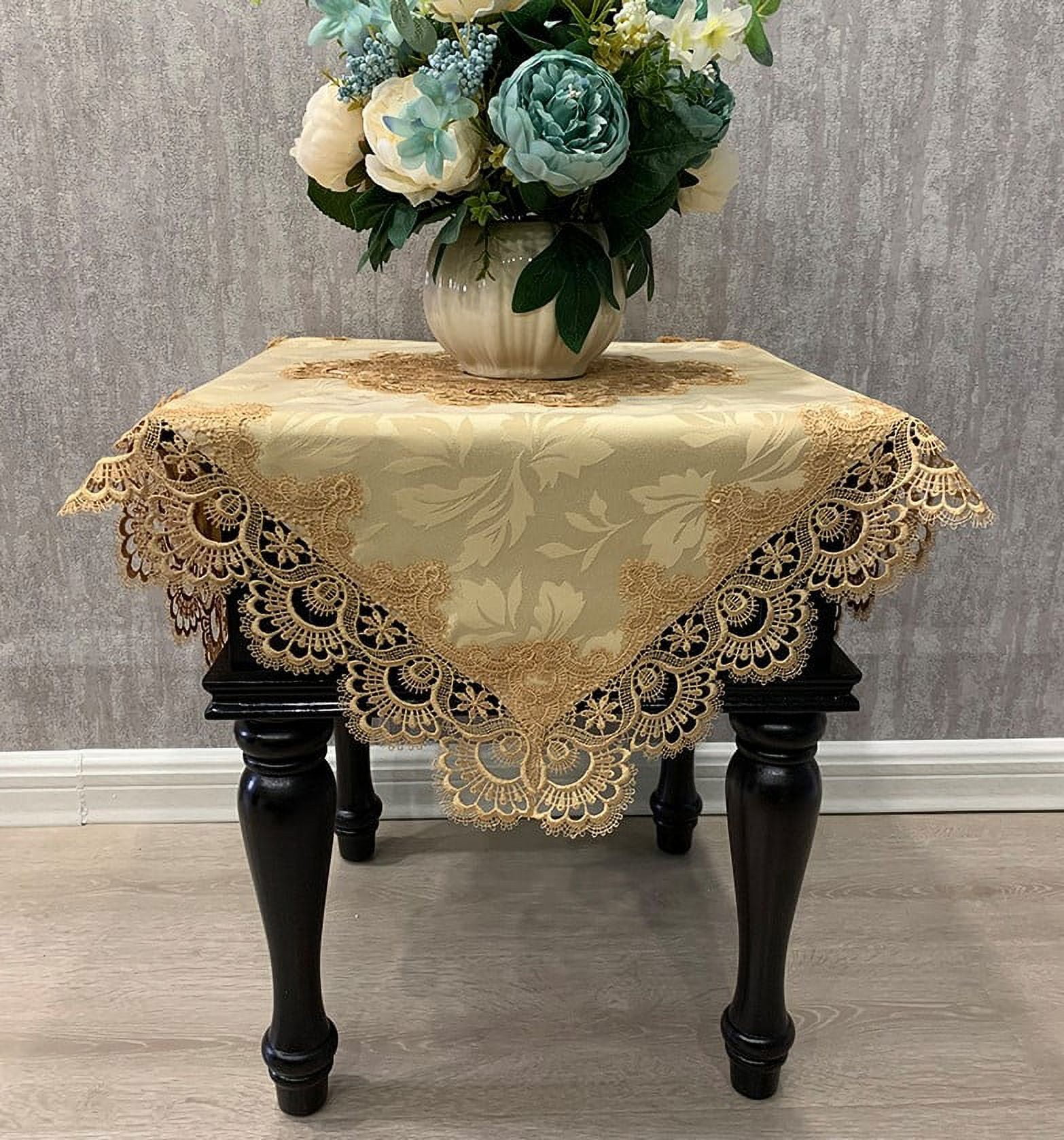WCHUANG Square Tablecloth, Coffee Table Cover, Lace Bedside Table Cover ...