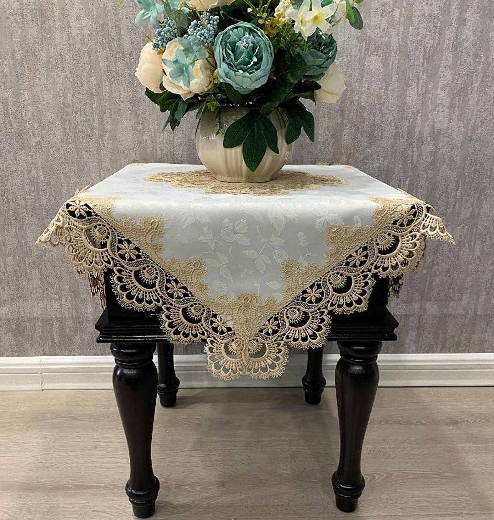 WCHUANG Square Tablecloth, Coffee Table Cover, Lace Bedside Table Cover ...