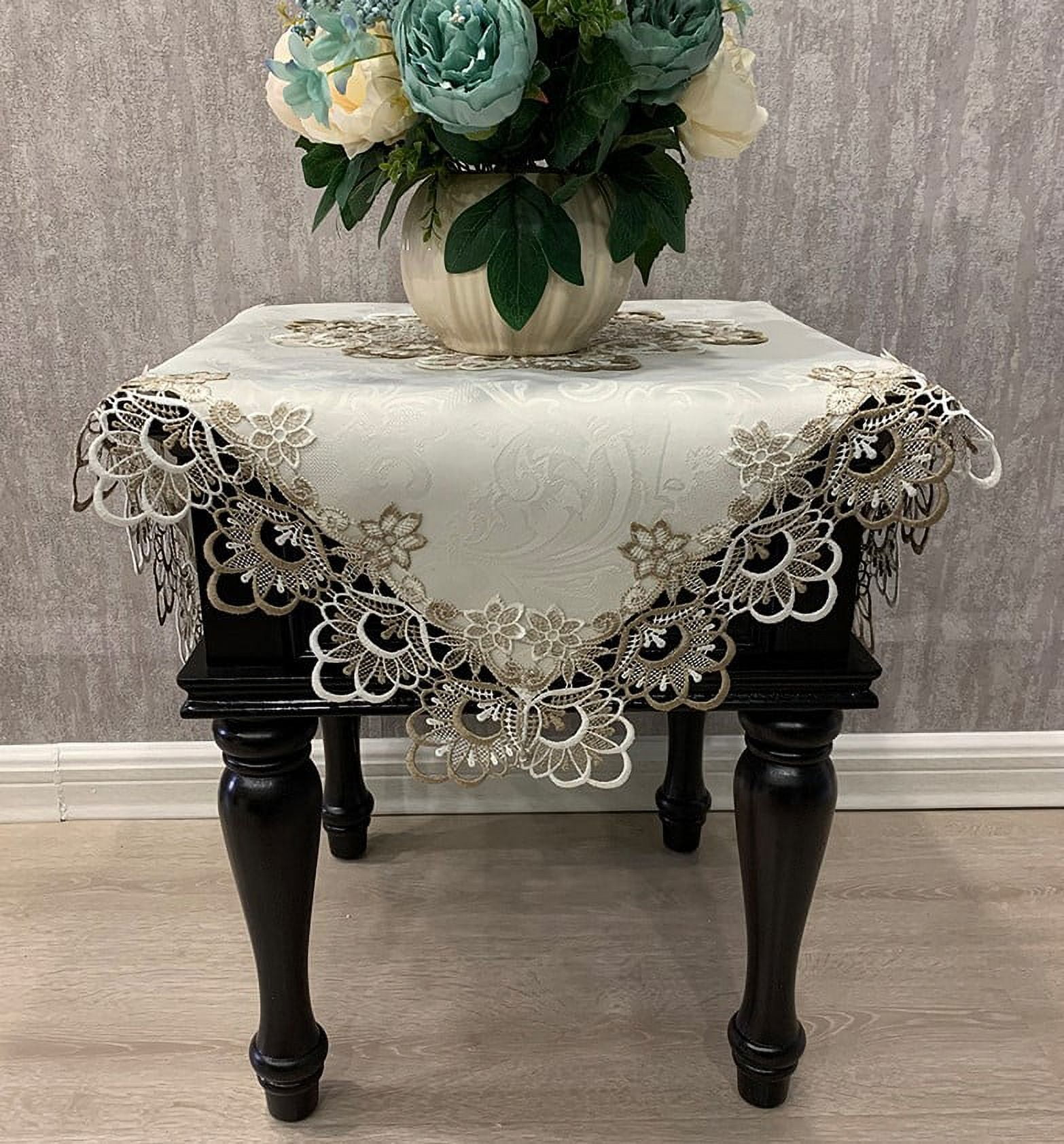 WCHUANG Square Tablecloth, Coffee Table Cover, Lace Bedside Table Cover ...