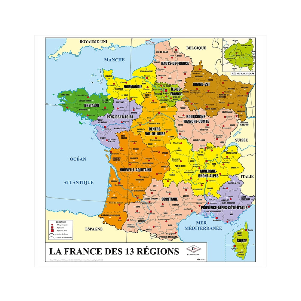 WCIC French Administrative Map French Series Wall Home Hanging Backdrop ...