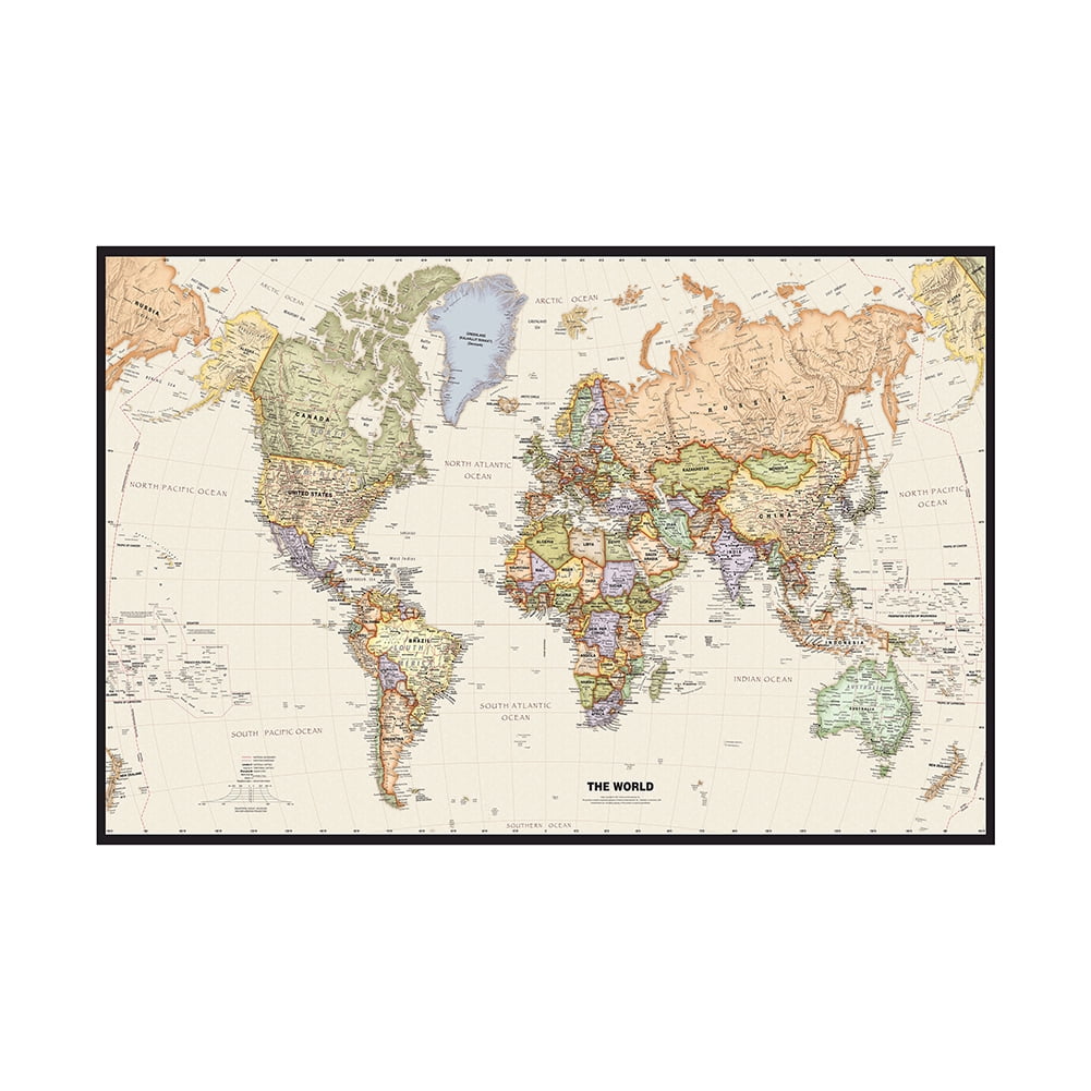 WCIC Retro Vintage World Map Large Wall Art Poster Prints Picture ...