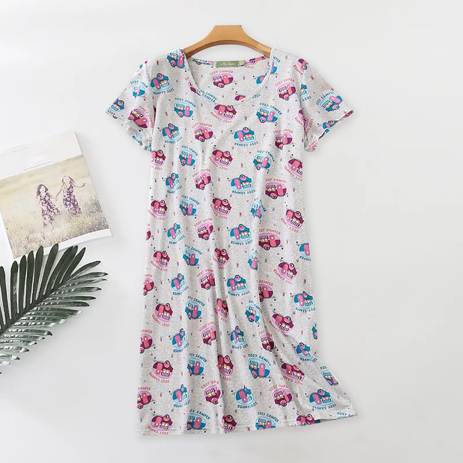 WCJM Pink Women's Nightgown Women's Plus Size Cute Home Clothes Knitted ...