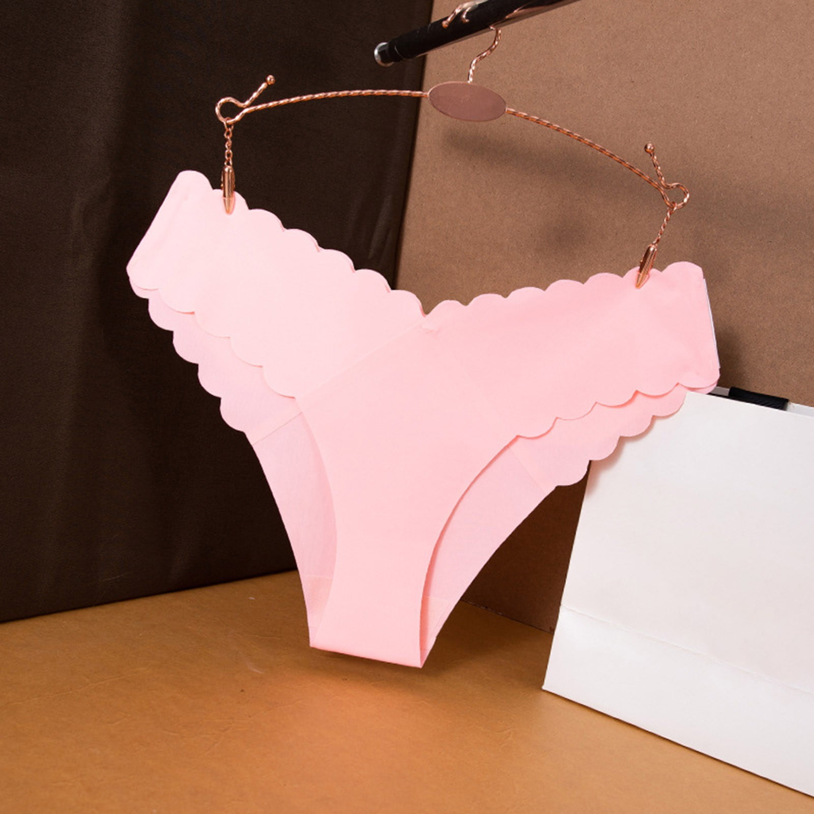 WCJM Pink Women's Summer Wavy Edge V Shaped Waist Without Marks Ice ...