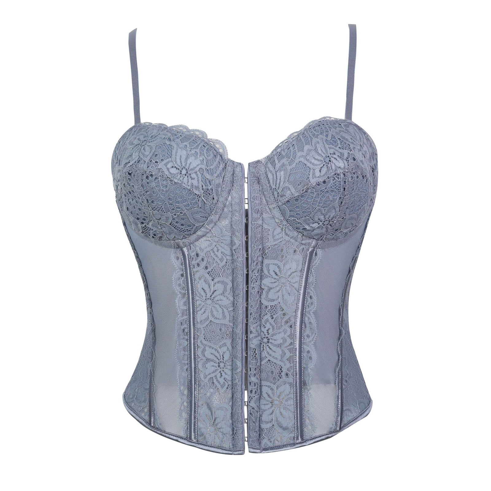 WCJM Shapewear Gray Lace Corset Tops for Women Lace Bustier Corset Top ...