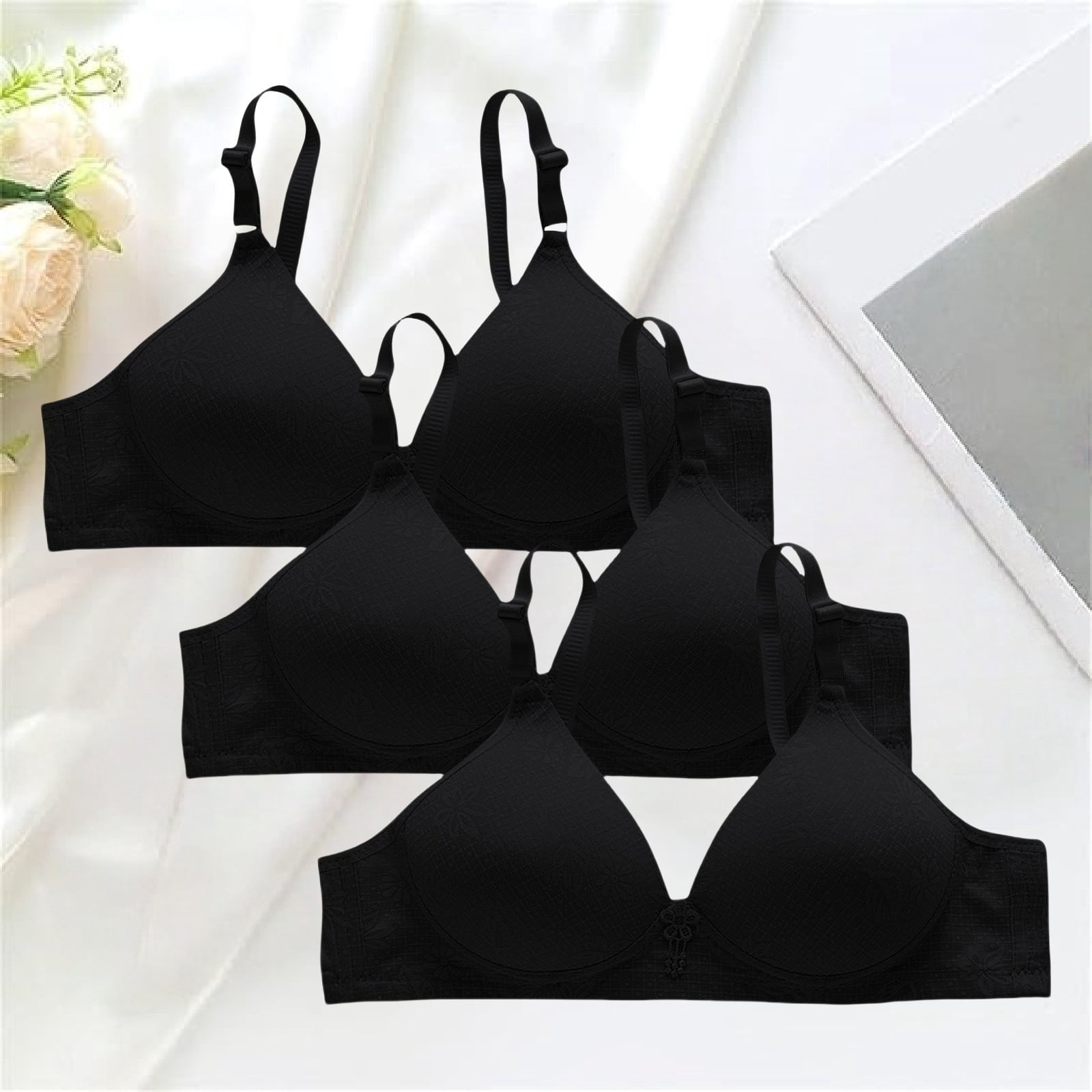 WCJM Sports Bras Women's Bras 3 Pack No Underwire Breathable Bras Full ...