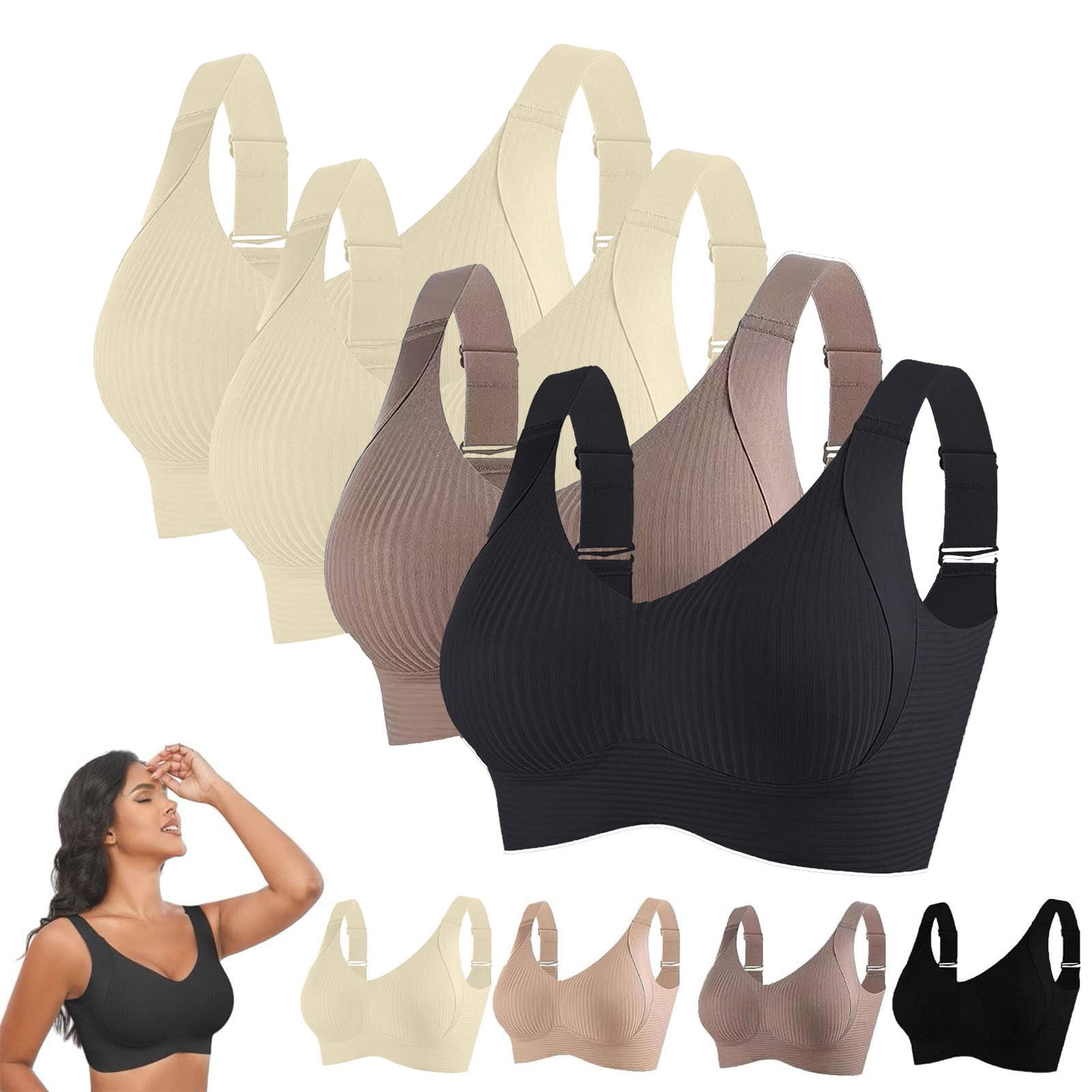 WCJM Thin Laceless Ring Comfortable Breathability Underwear Large Size ...