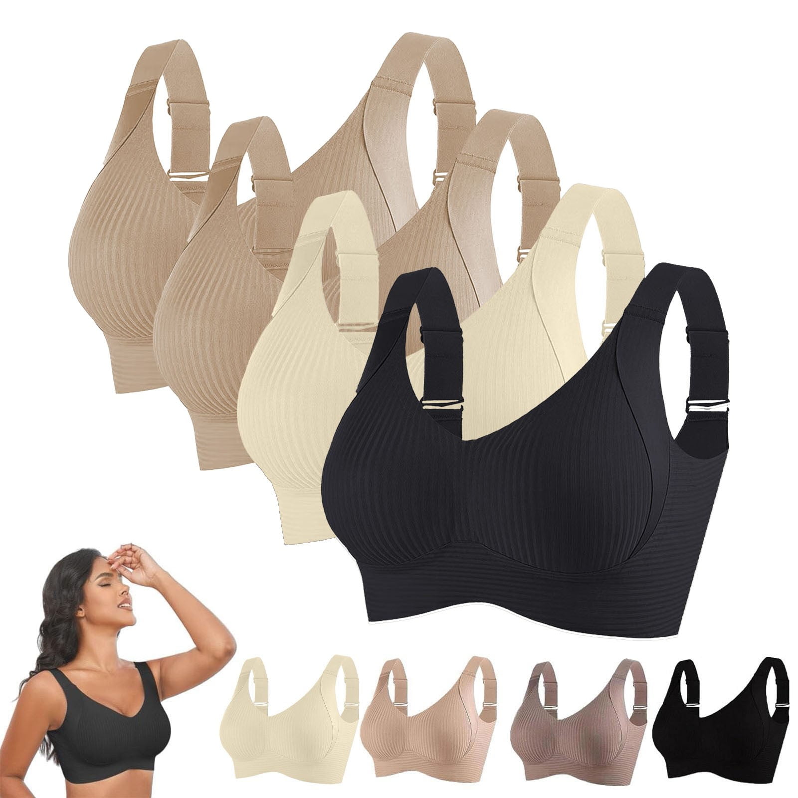 WCJM Thin Laceless Ring Comfortable Breathability Underwear Large Size ...