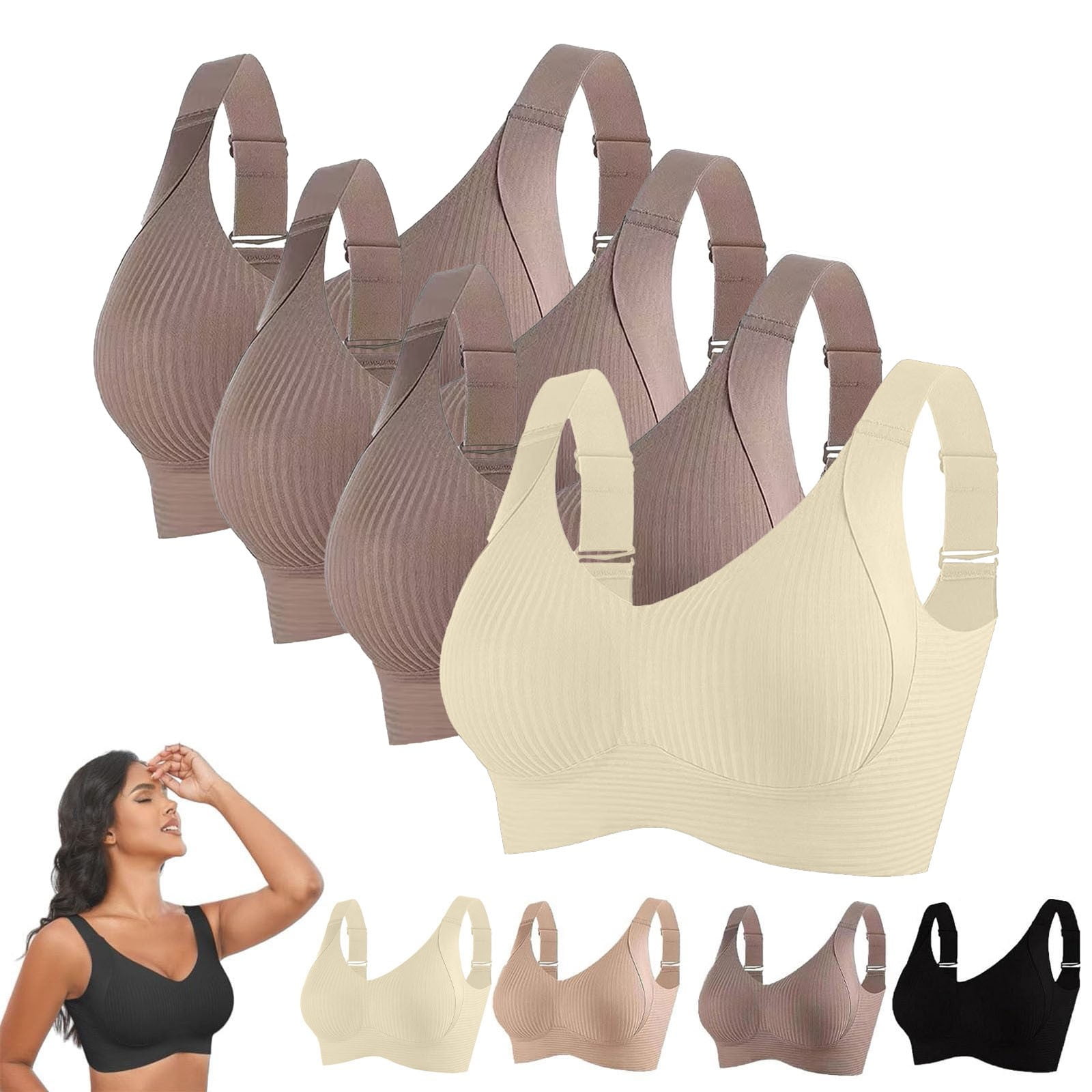 WCJM Thin Laceless Ring Comfortable Breathability Underwear Large Size ...