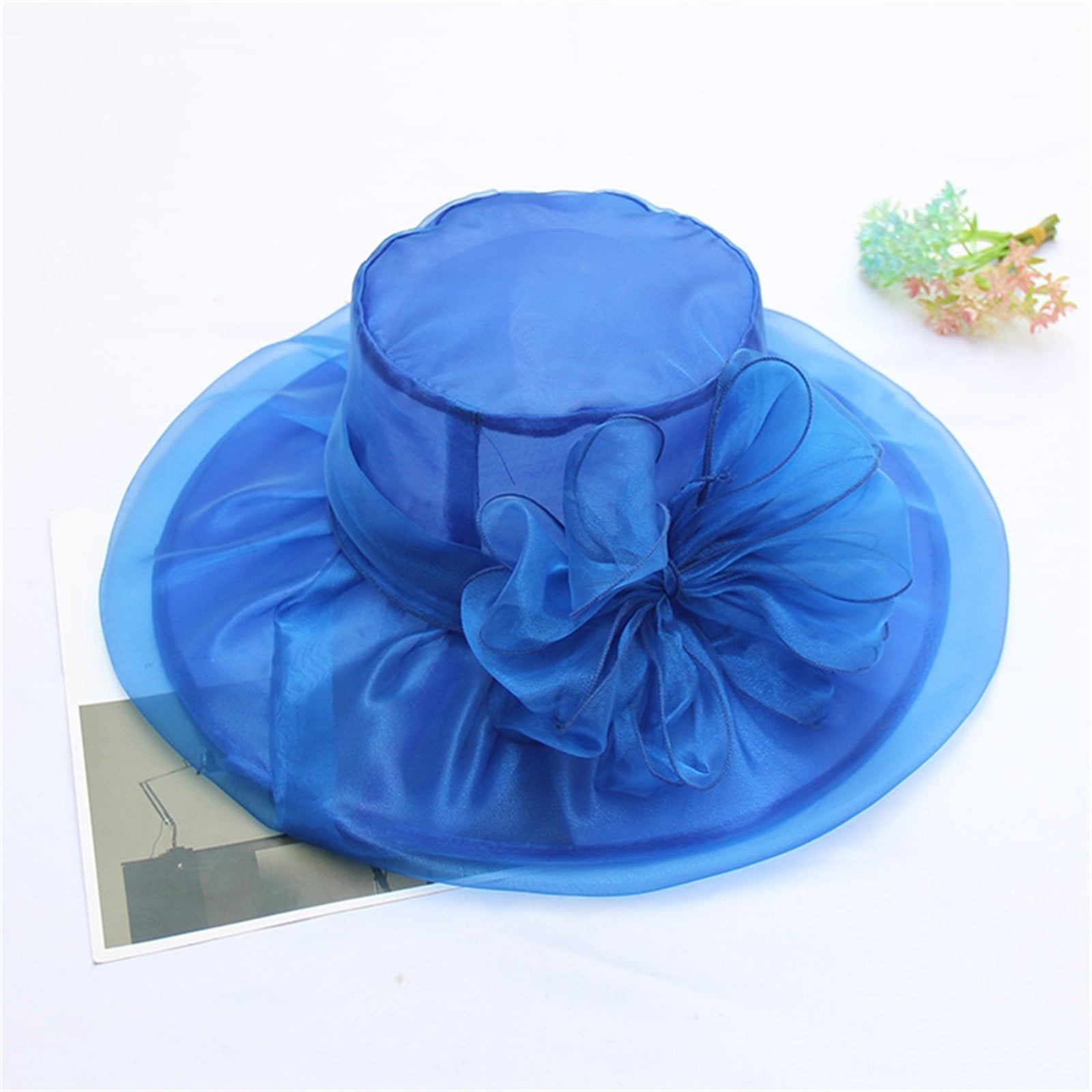 WCJM Wide Brim Beach Hat Polyester Sun Hat Blue Sun Hats One Size ...