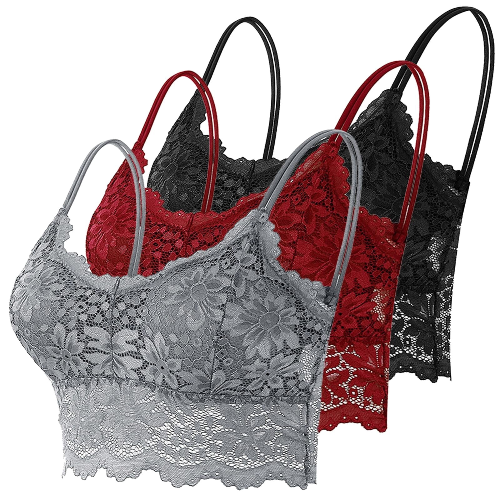 WCJM Women's Nylon,Spandex Grey lace underwear Stretch Strapless 1 ...