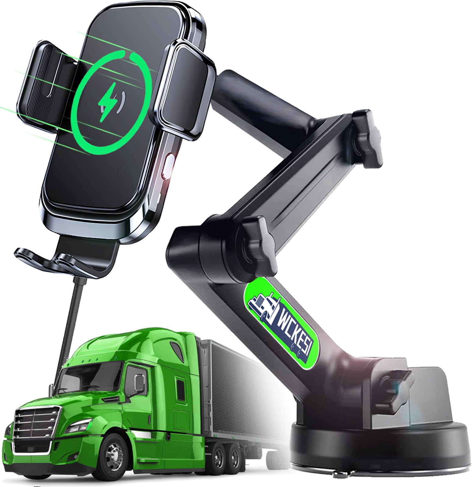 WCKESI Truck Phone Holder KEF16 Mount Wireless Charger Heavy Duty for ...