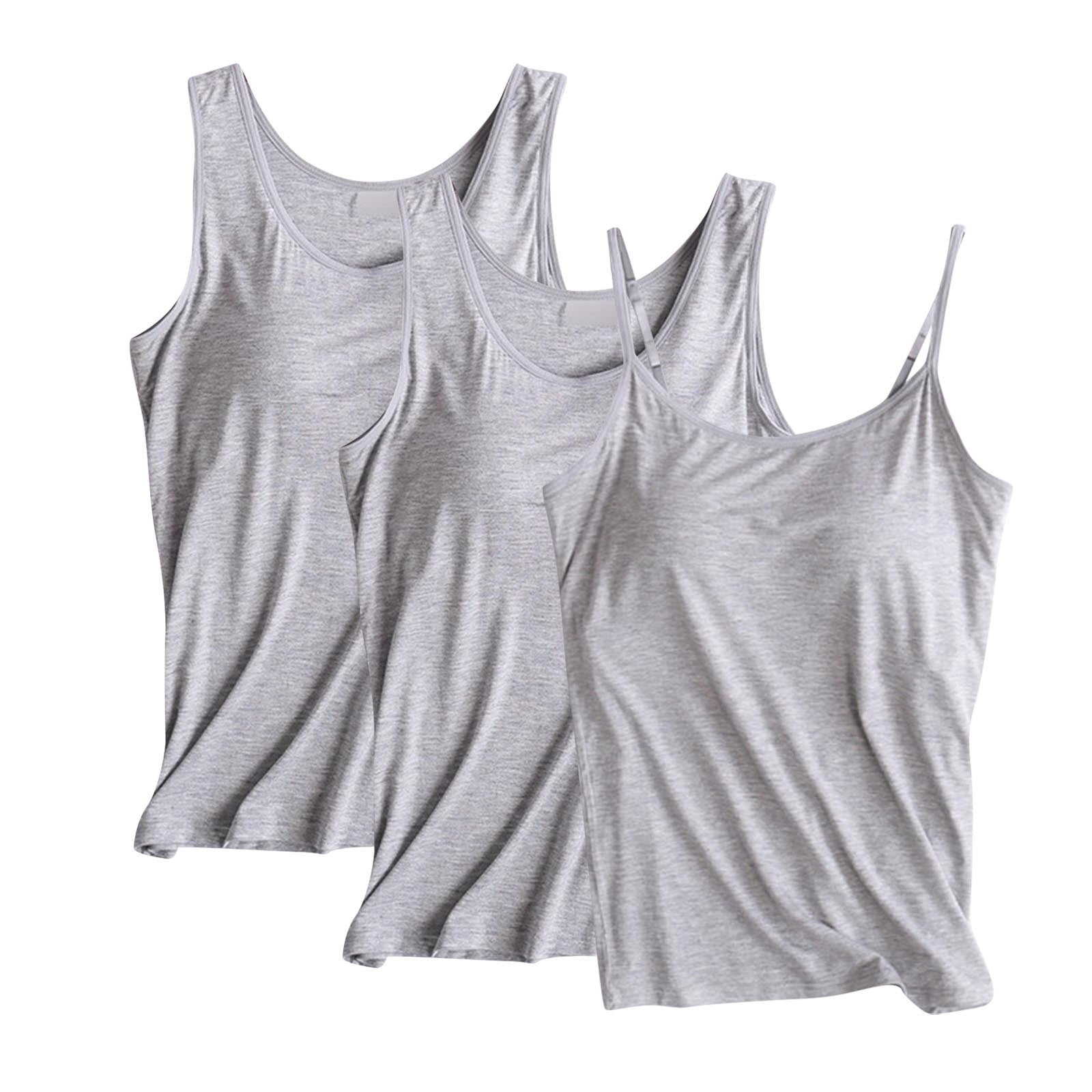 WCMZJ 3 Pack Tank Tops for Women Cami with Built in Bras Plus Size ...