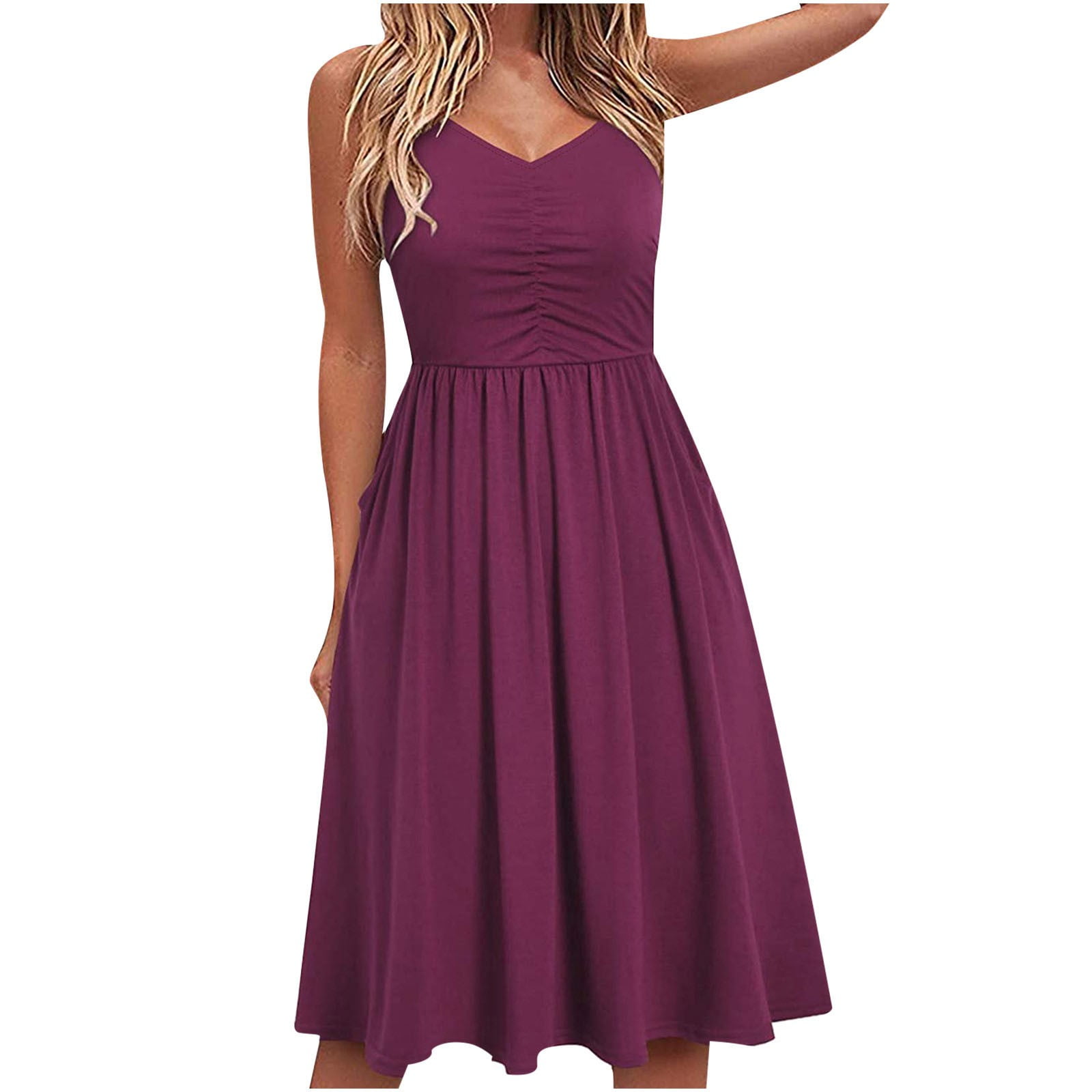 WCMZJ Casual Dresses for Women Sleeveless Cotton Summer Beach Dress A ...