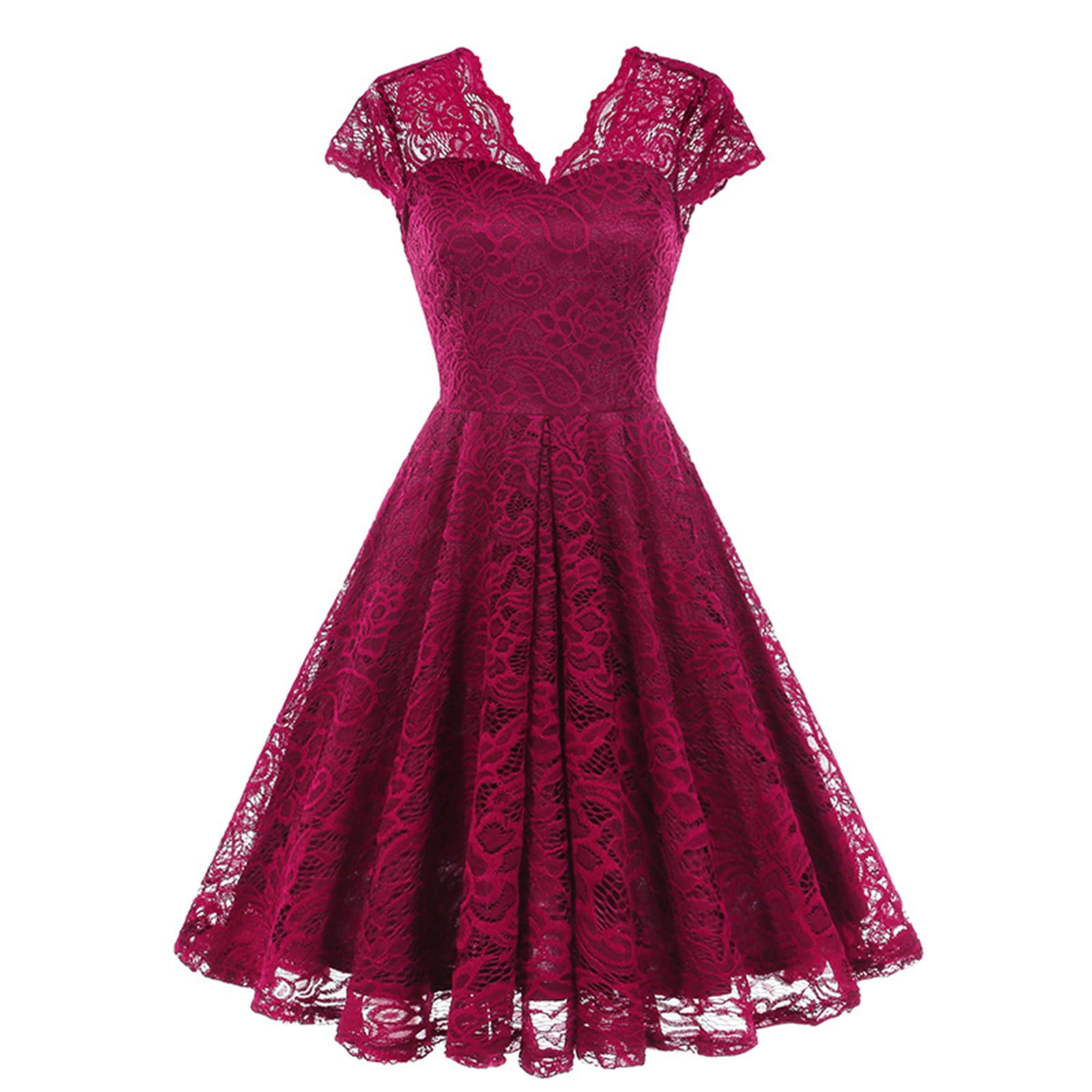WCMZJ Lace Cocktail Dresses Tea Length Prom Party Dress for Teens Women ...