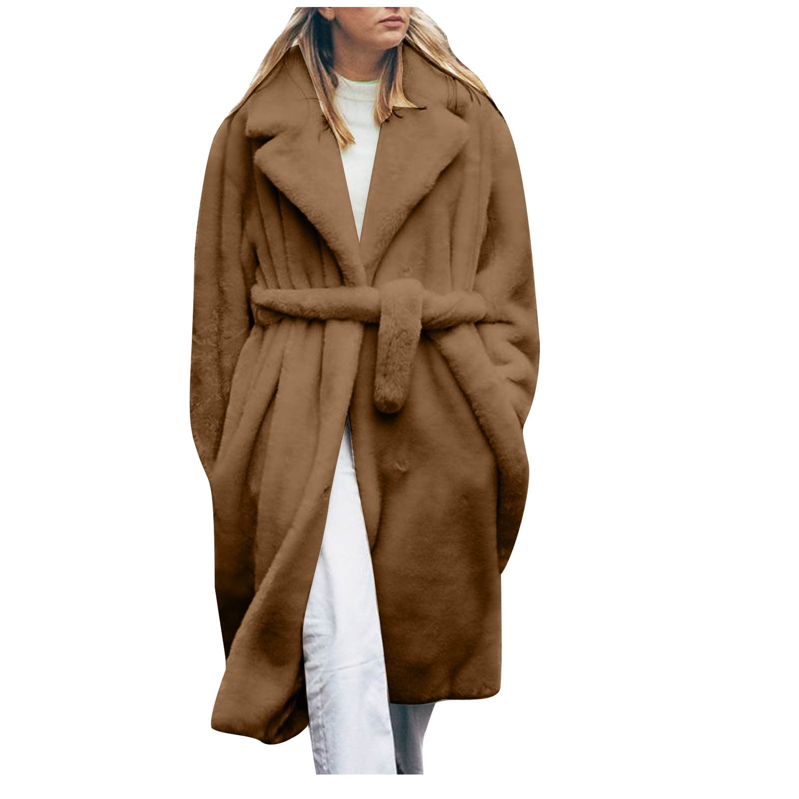 WCMZJ Plus Size Fur Coats for Women Winter Maxi Fluffy Faux Fur Overcoat Warm Long Parka Jacket ...