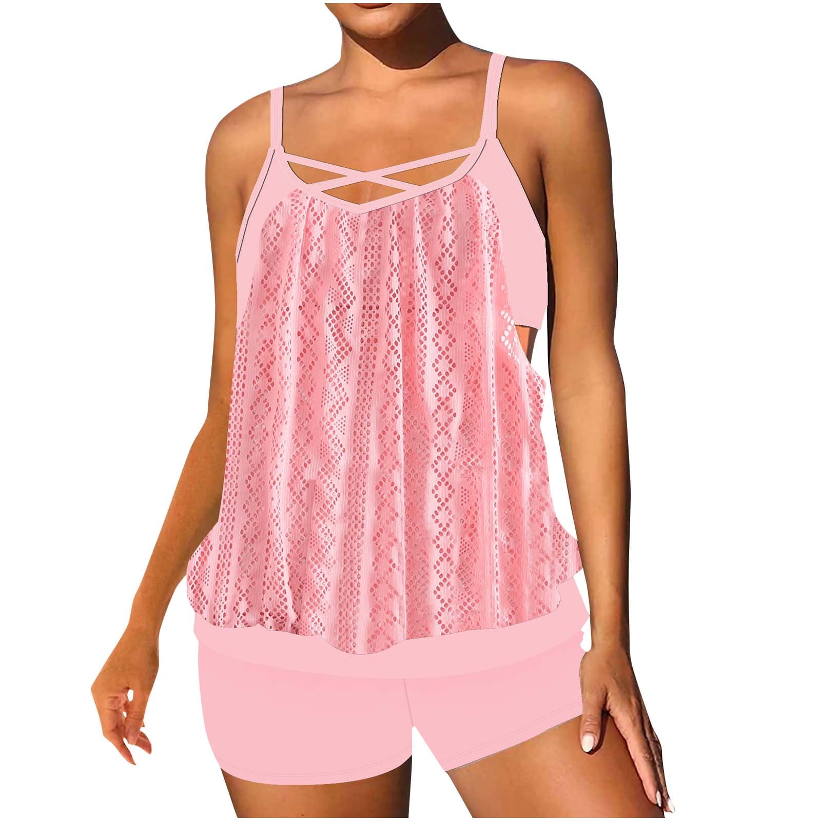 WCMZJ Tankini Swimsuits for Women 2 Piece Bathing Suit Tummy Control ...