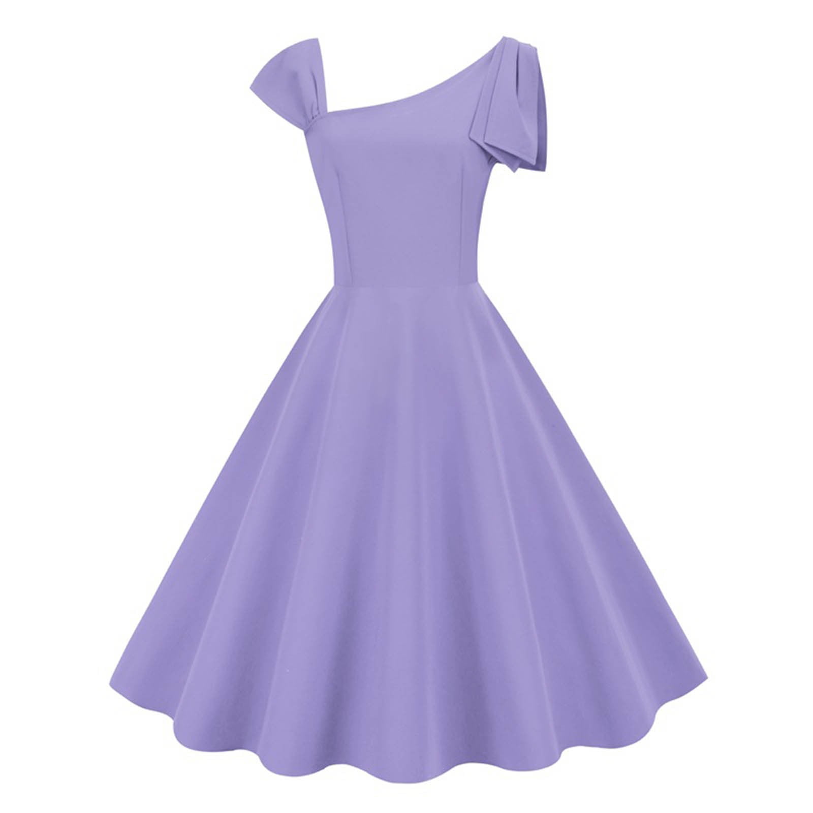 WCMZJ Women 50s 60s Vintage Sleeveless Asymmetry Neck Cocktail Swing ...