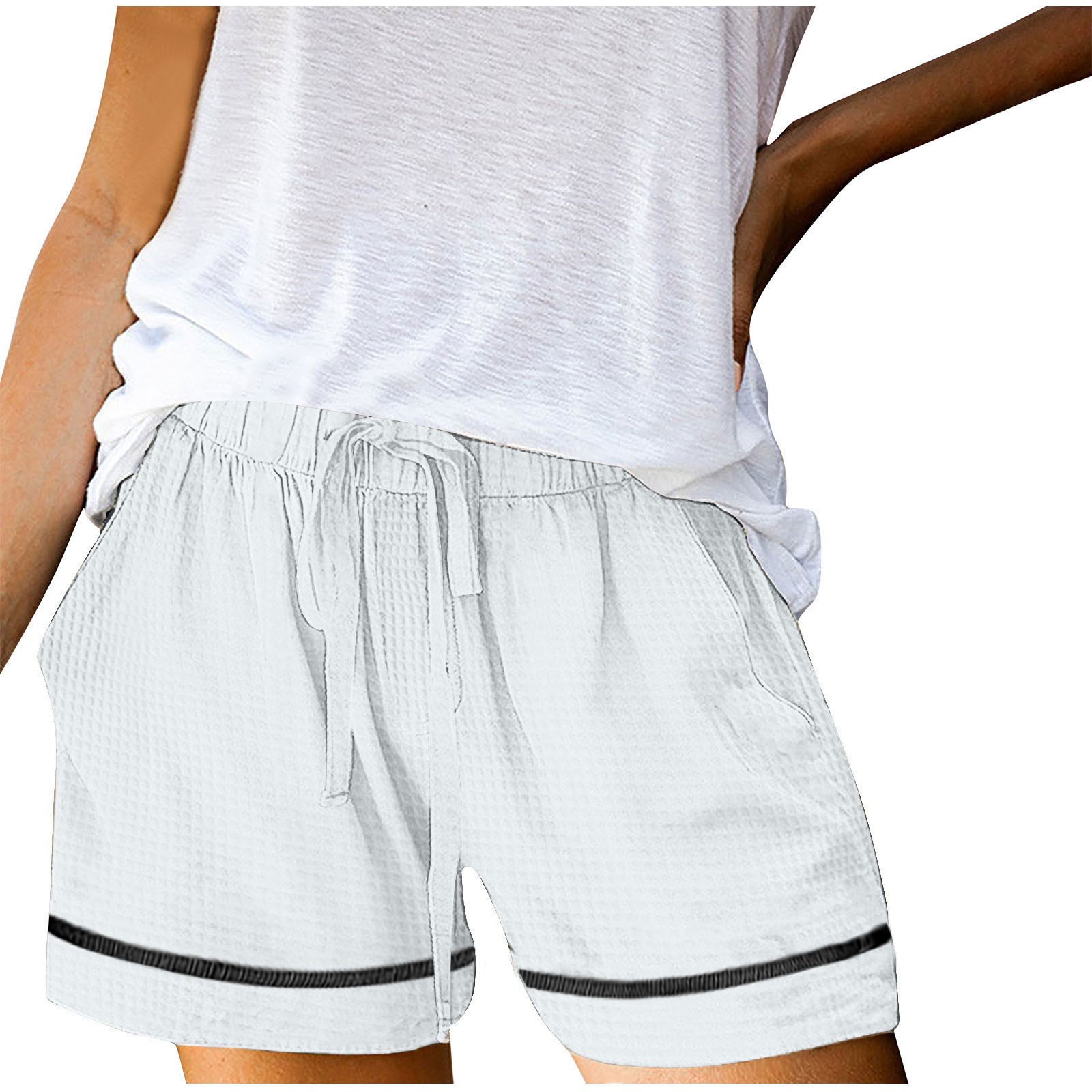 WCMZJ Women Summer Drawstring Cute Shorts Elastic Waist Casual Loose ...