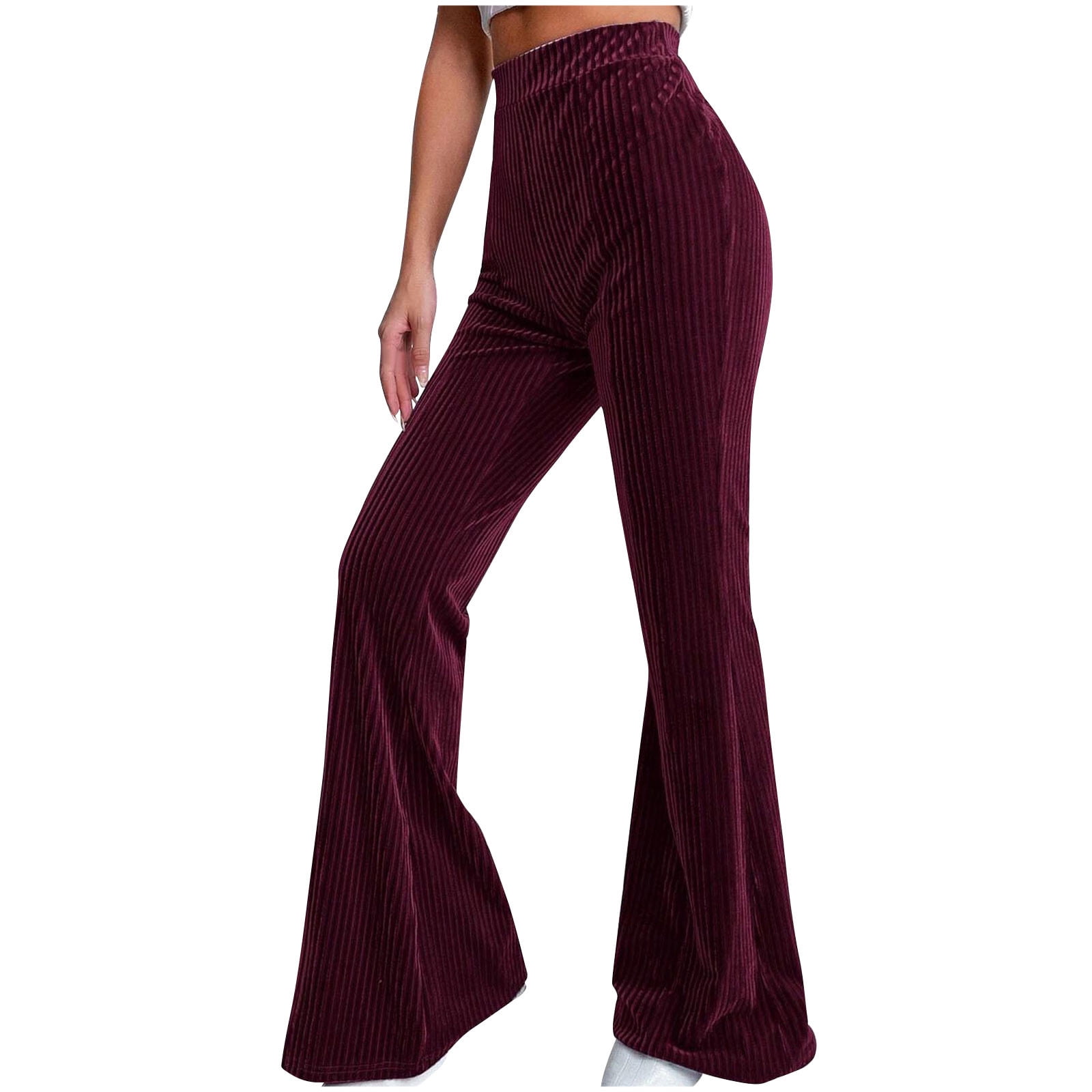 WCMZJ Women Velvet Pants High Waisted Flare Leg Palazzo Flare Pants ...
