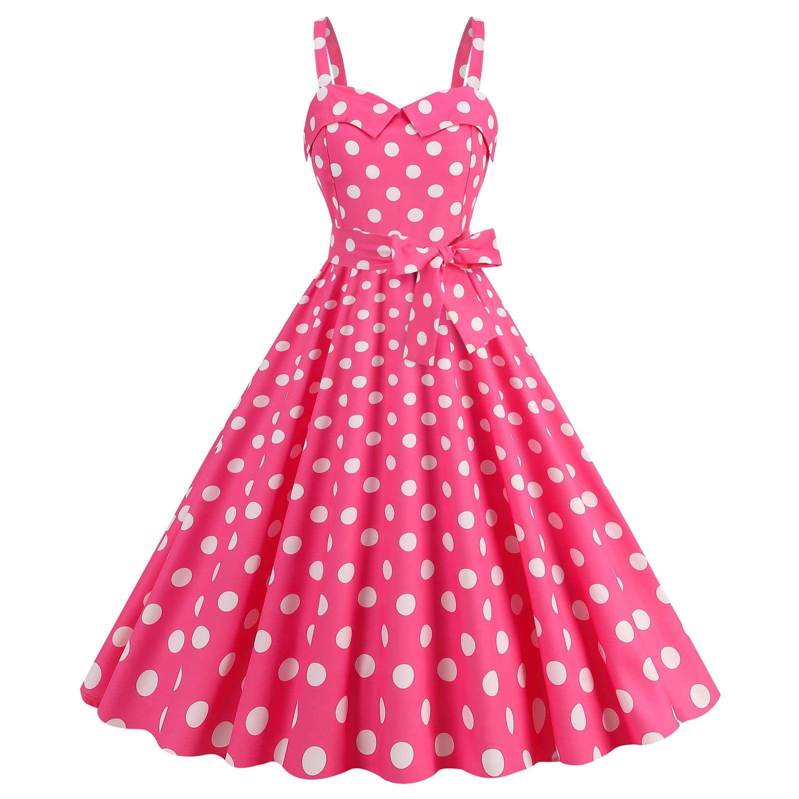 WCMZJ Women Vintage 1972s Dresses Puff Short Sleeve Polka Dots A Line ...