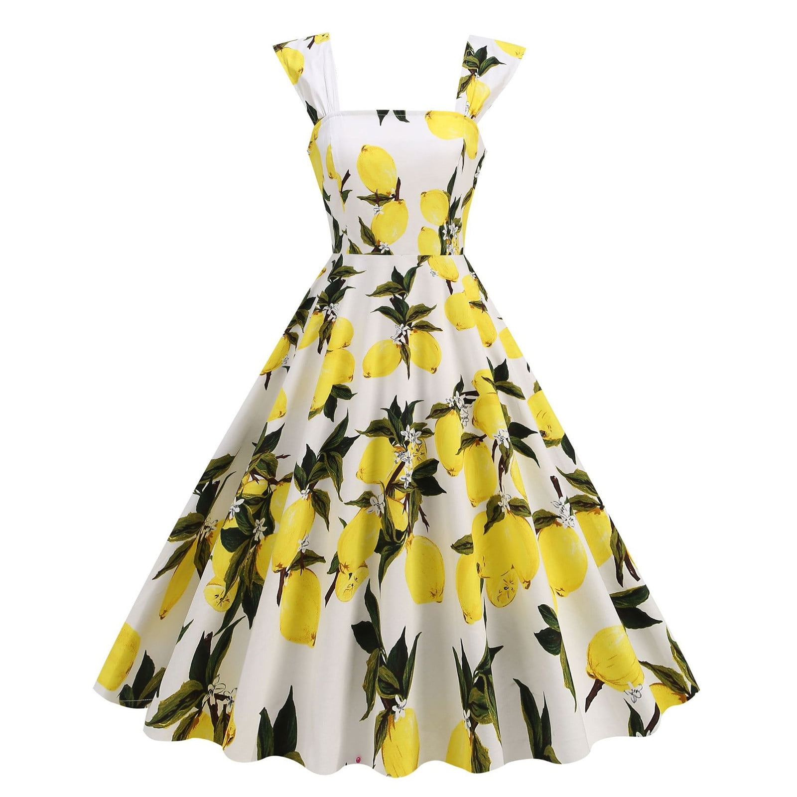 WCMZJ Women Vintage Elegant Swing Dress Mango Strawberry Cherry Rose ...